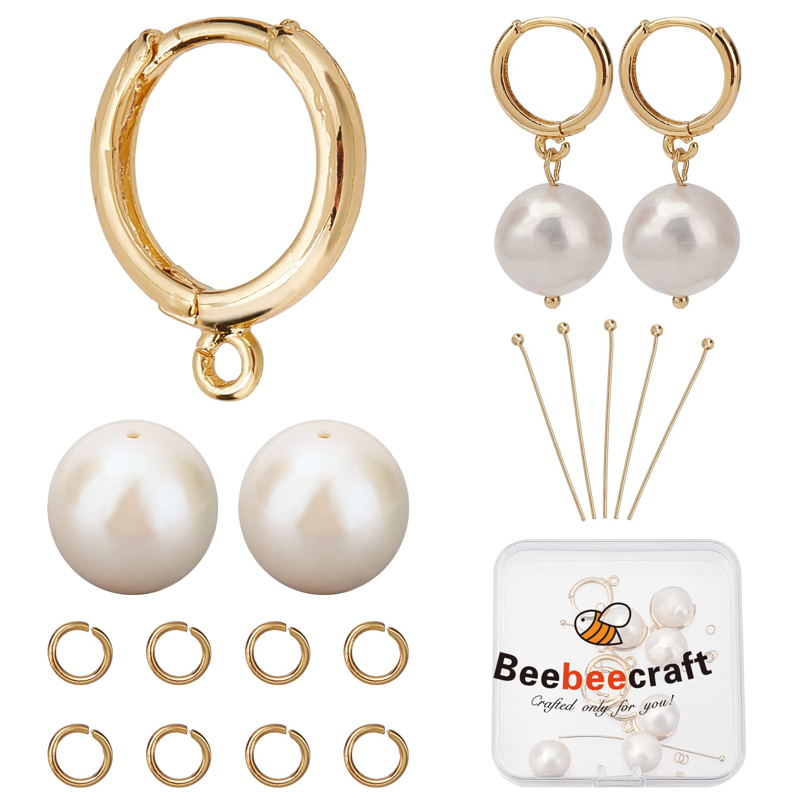 Amazon.com: Beebeecraft DIY Earring Making Kits Pearl Hoop Earrings ...