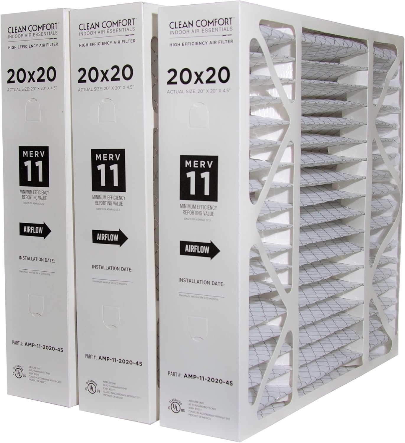 Clean Comfort Part # AMP-11-2020-45. 20x20 MERV 11 Actual Size Written ...