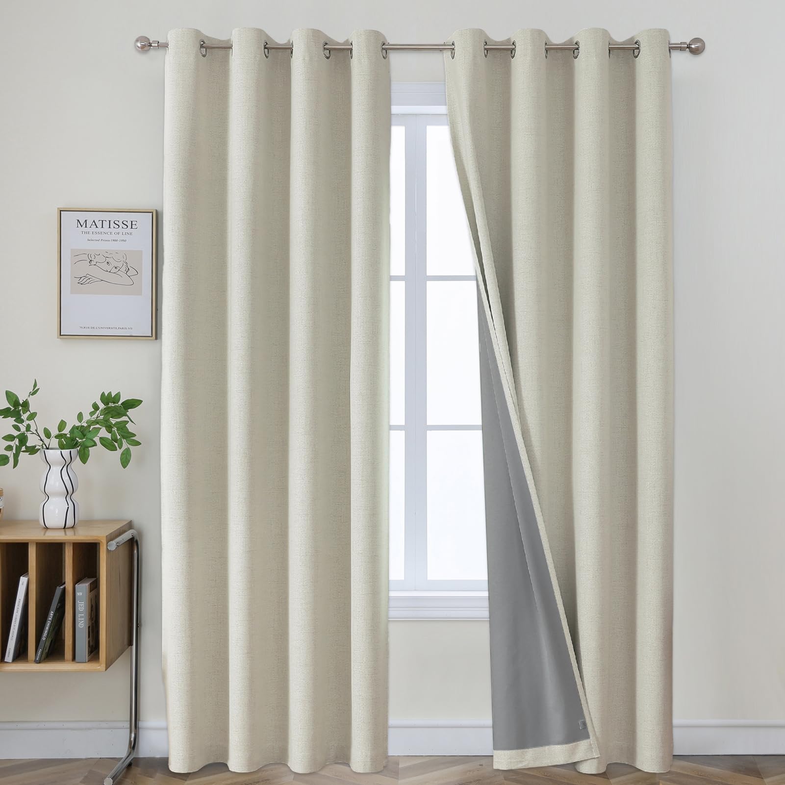 Amazon.com: Joydeco Light Beige Blackout Curtains 108 Inches Long ...