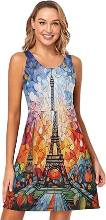Amazon.com: ALAZA Abstract Paris Eiffel Tower France Art Women Summer ...