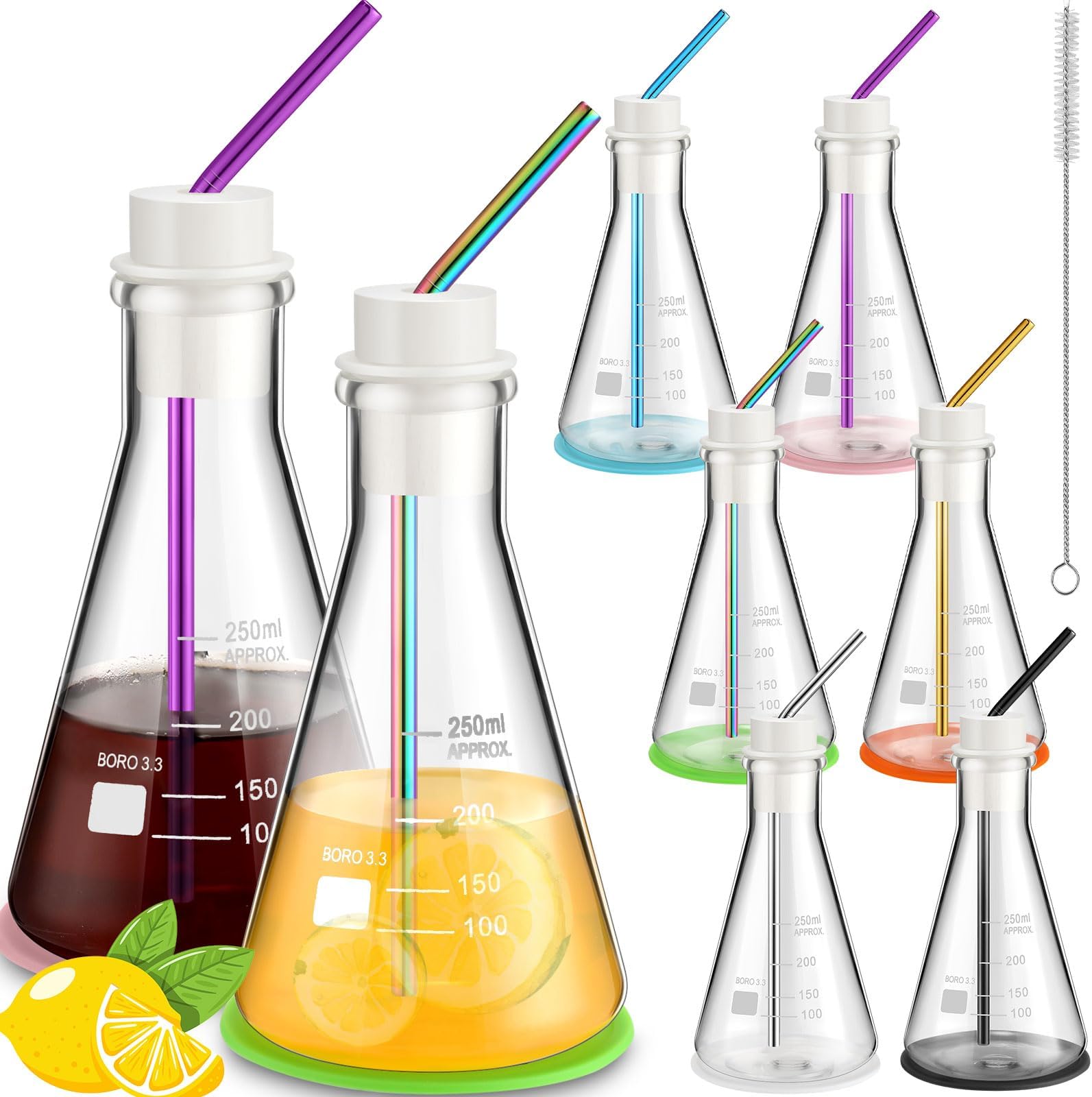 Amazon.com: Copkim 6 Pack Lab Flask Chemistry Drinking Glasses, 8.5 oz ...