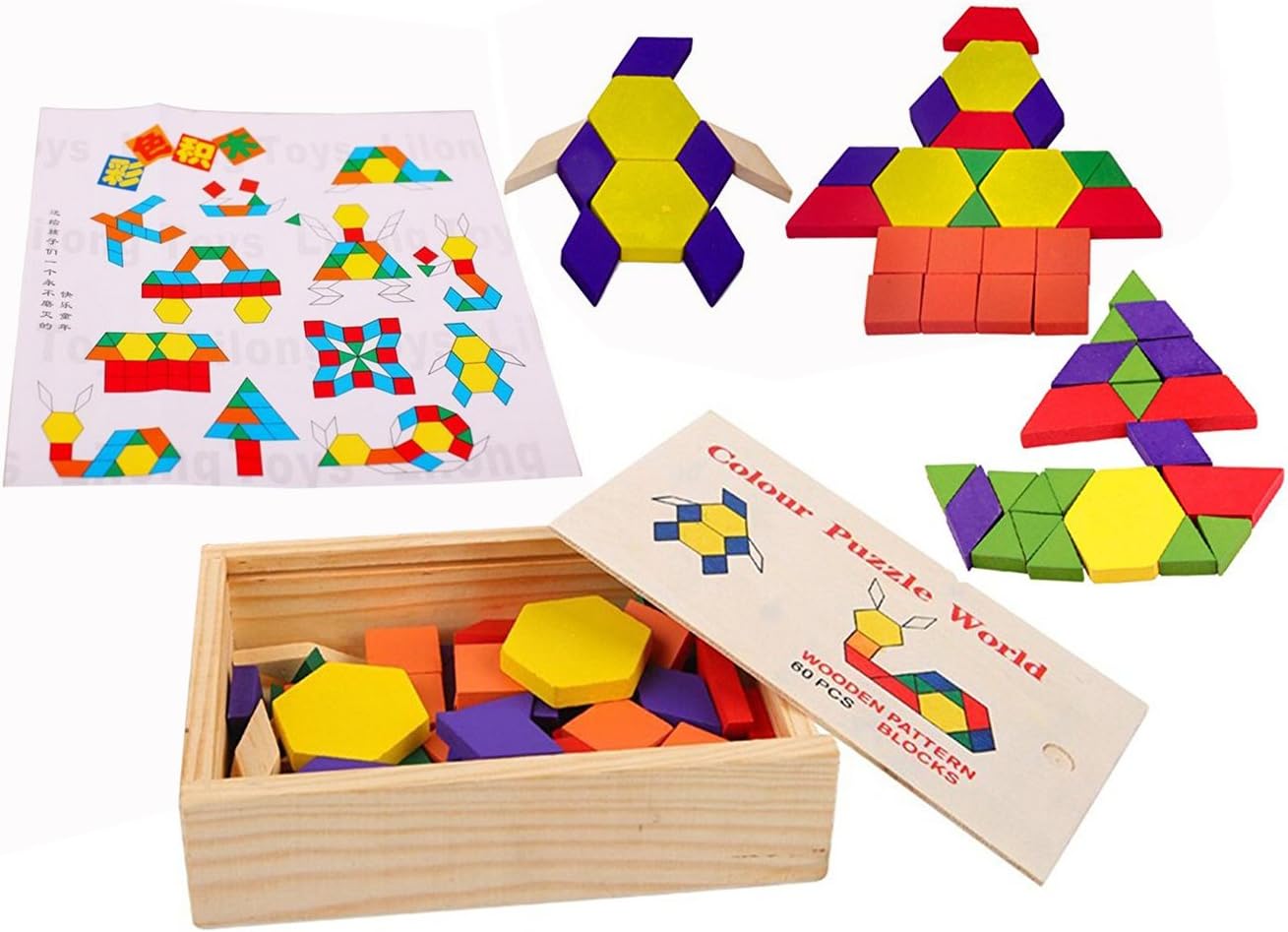 OFKPO Great Tangram Gift Tangrams Set Brain Puzzles for Kids Colorful ...