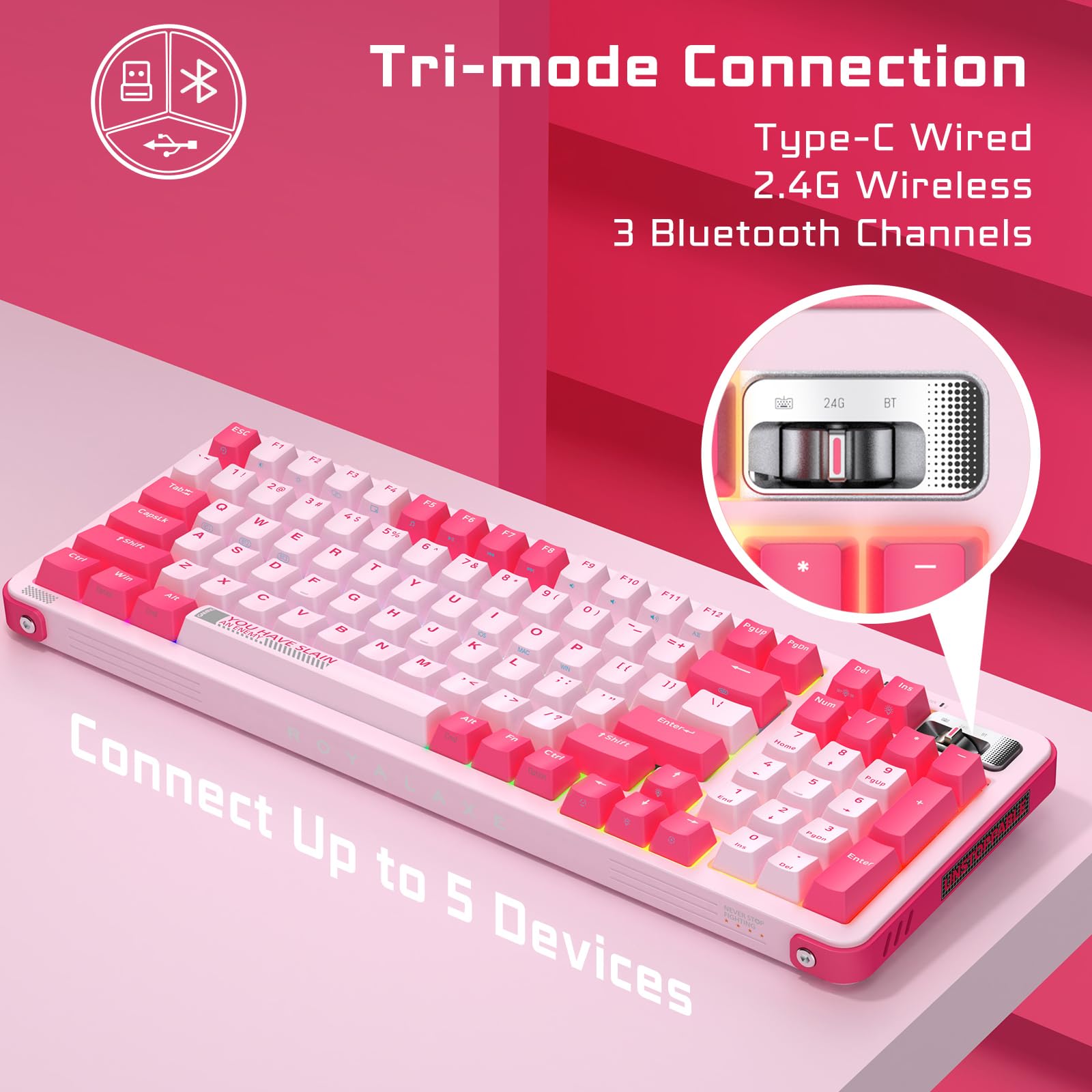 Snapklik.com : ROYALAXE Y98 Wireless RGB Mechanical Gaming Keyboard ...