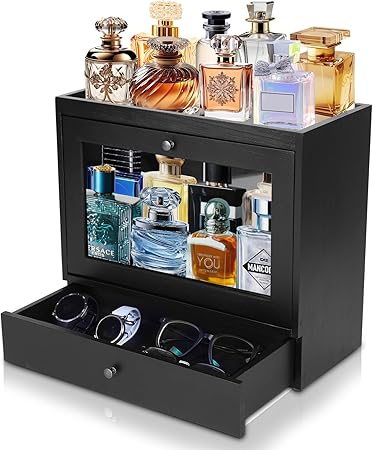 Amazon.com: AZYM Cologne Organizer for Men,Large Capacity Wooden ...