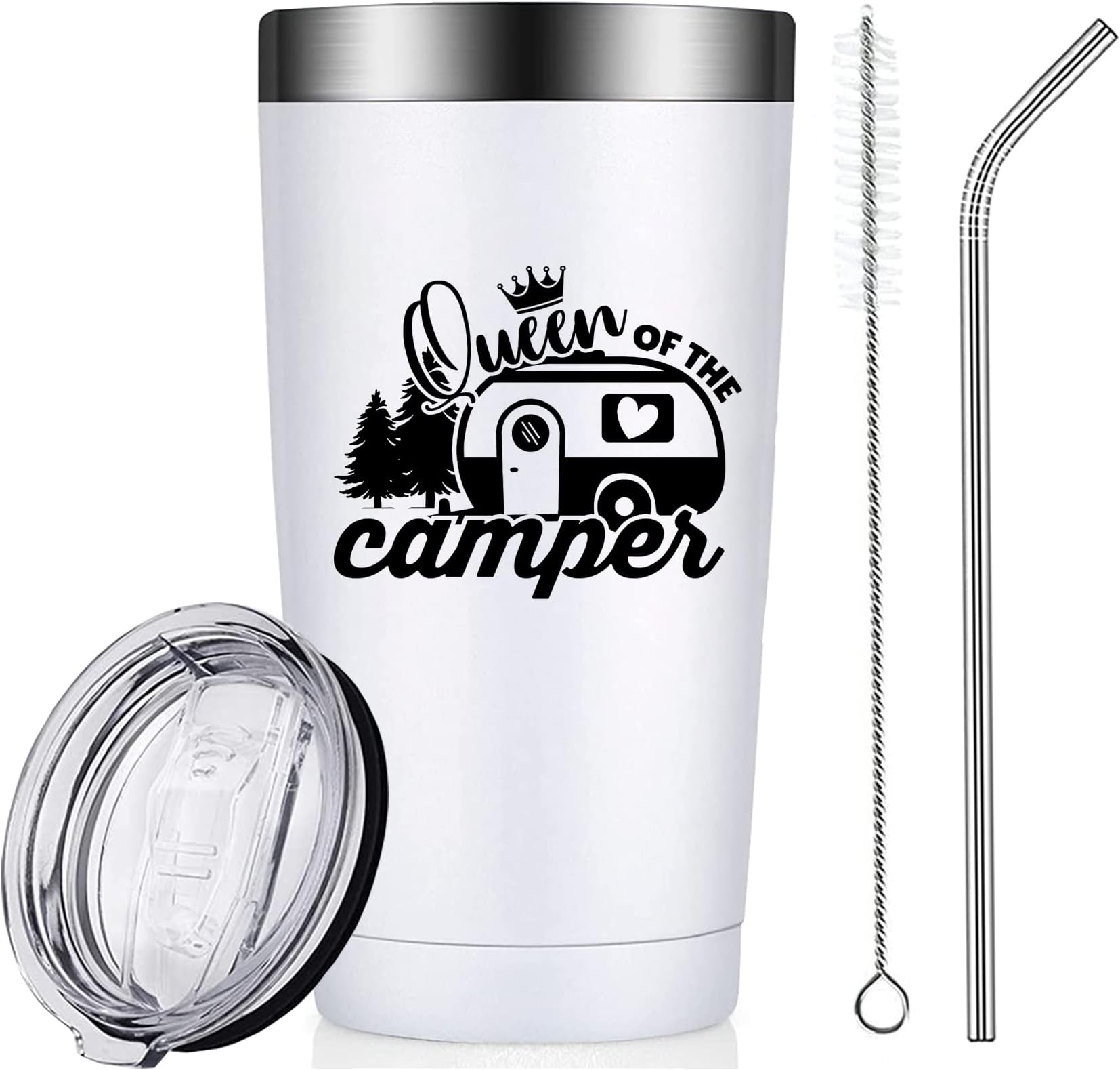 Amazon.com | Coolertaste Queen Of The Camper Wine Tumbler, Happy Camper ...