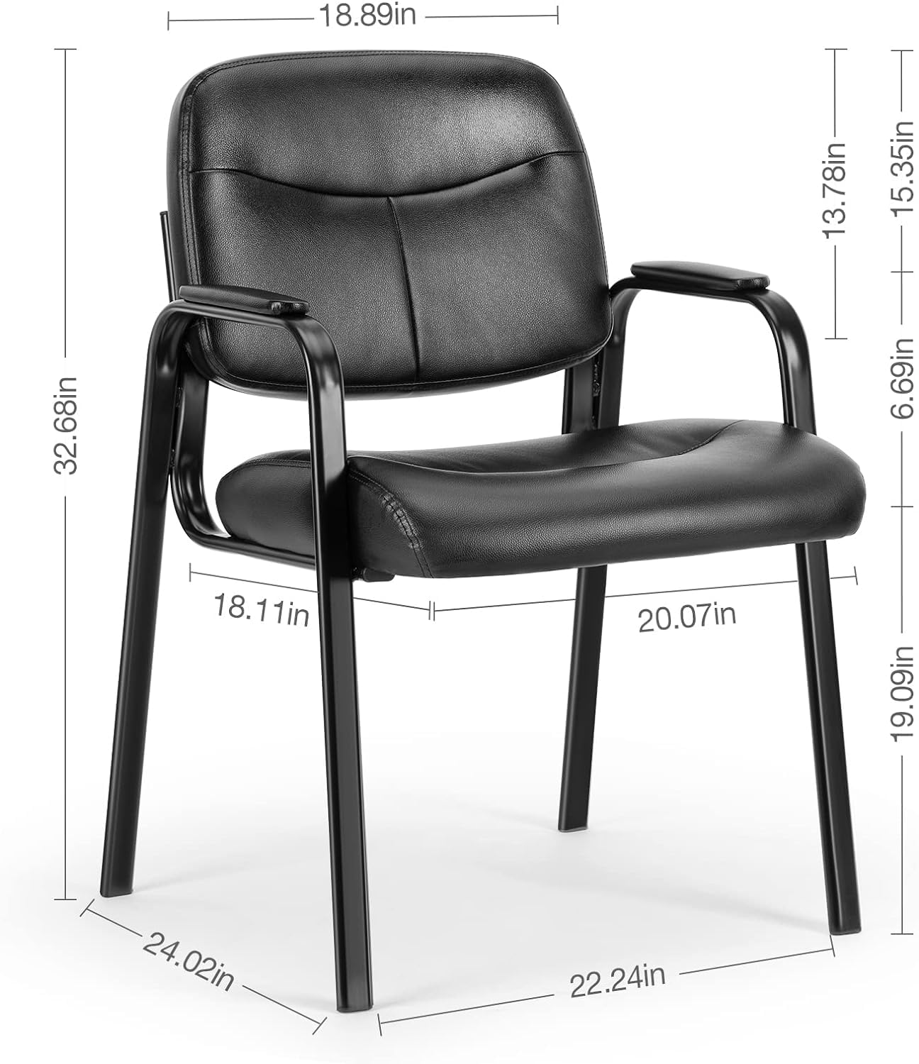 Snapklik.com : Guest Reception Desk Chairs Without Wheels, PU Leather ...