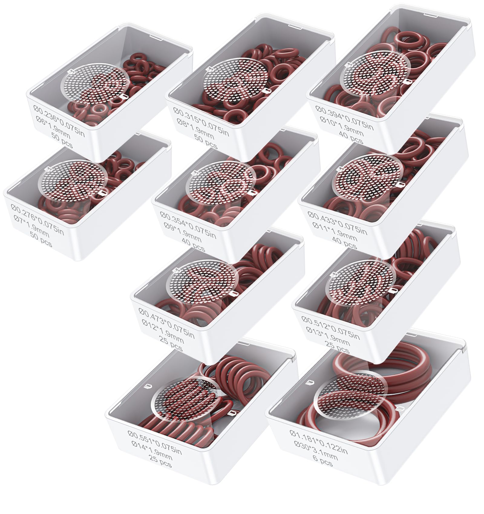Red O Ring Assortment Kit - Silicone Sealing O Ring Kit for Auto Repair ...