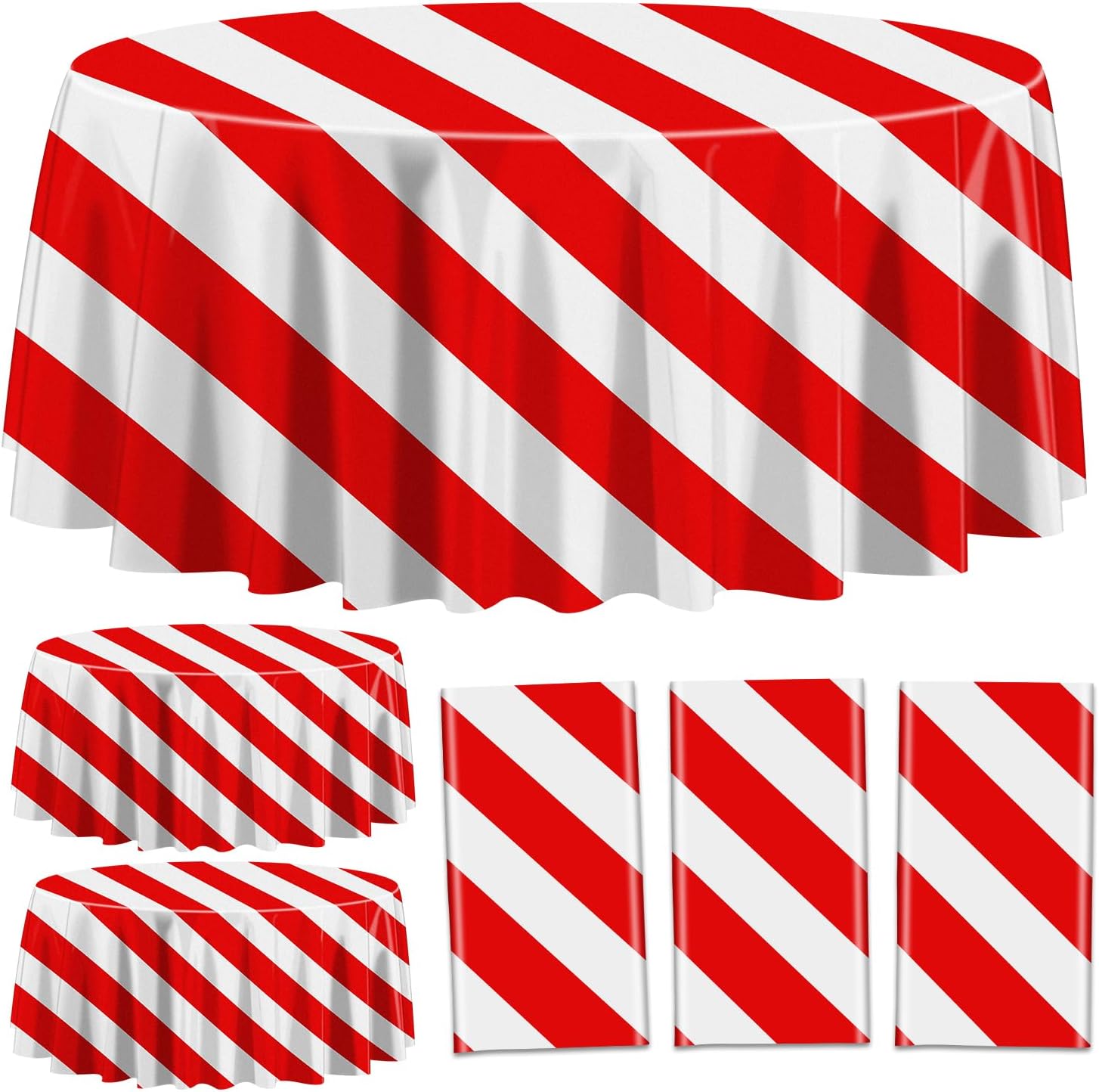 Amazon.com: Red and White Stripe Tablecloths for Round Table, Carnival ...
