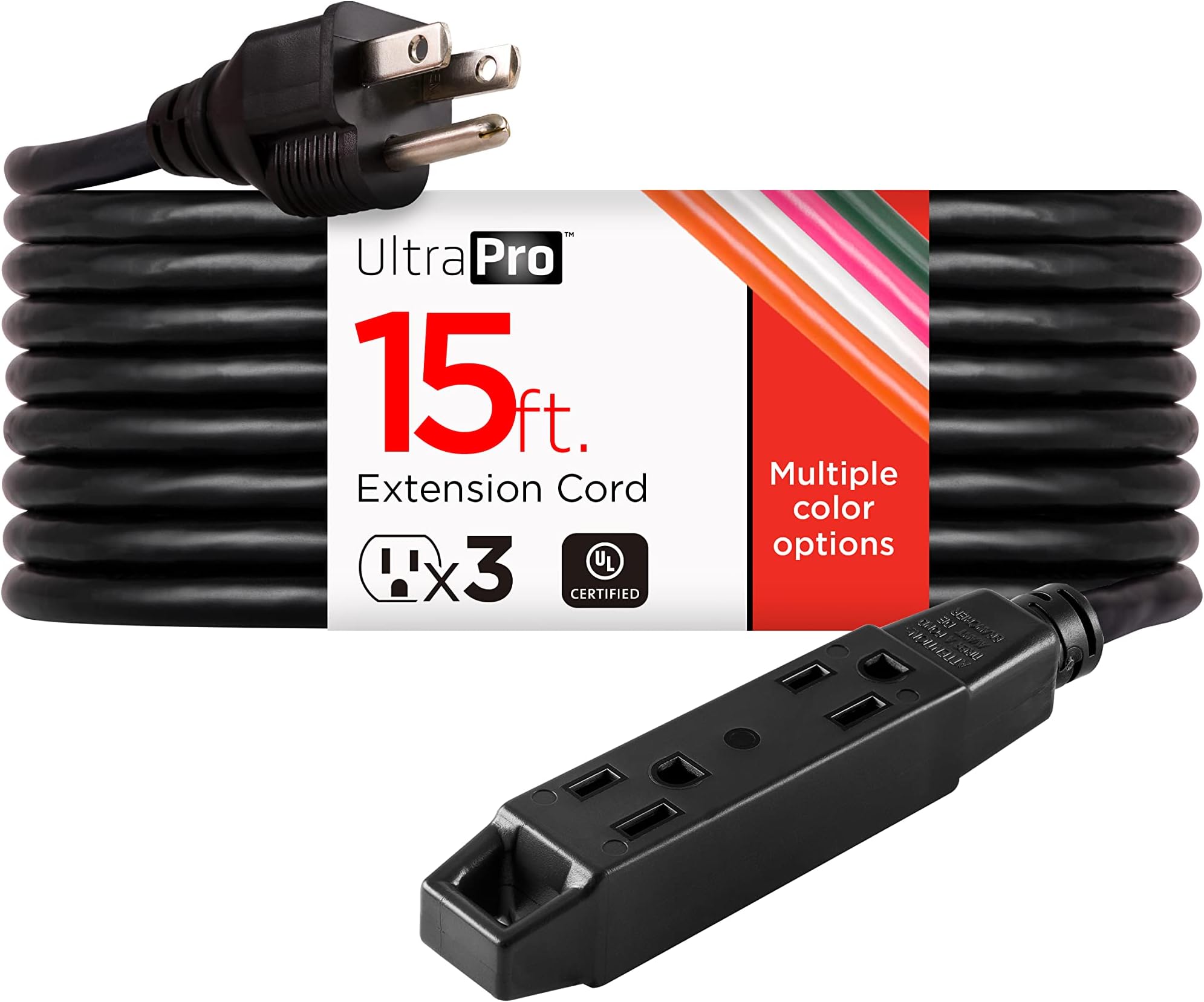 Amazon.com: GE 3-Outlet Power Strip Surge Protector 15 Ft Braided Long ...