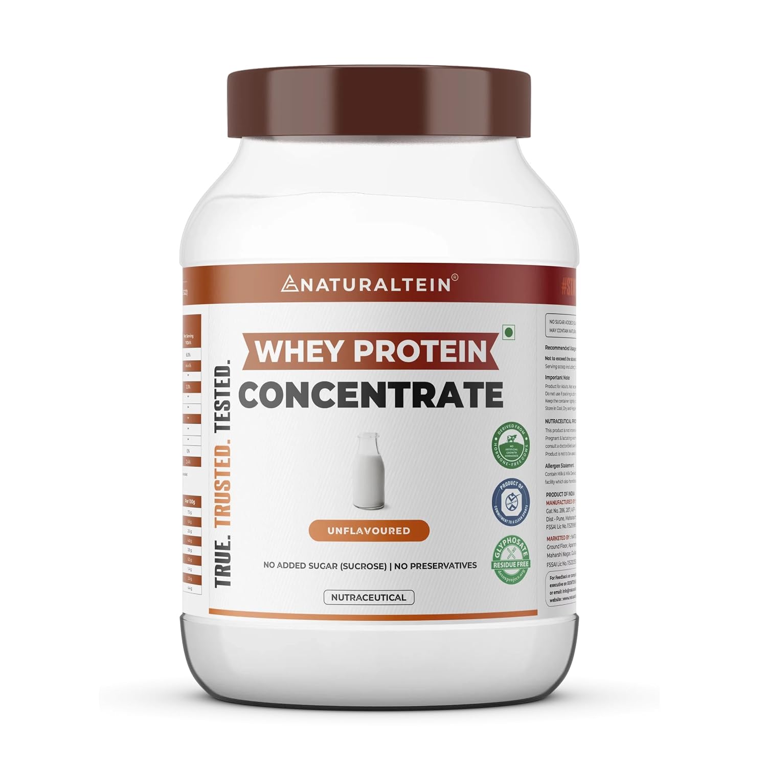 NATURALTEIN Natural Whey Protein Concentrate Unflavoured - 1 kg ...
