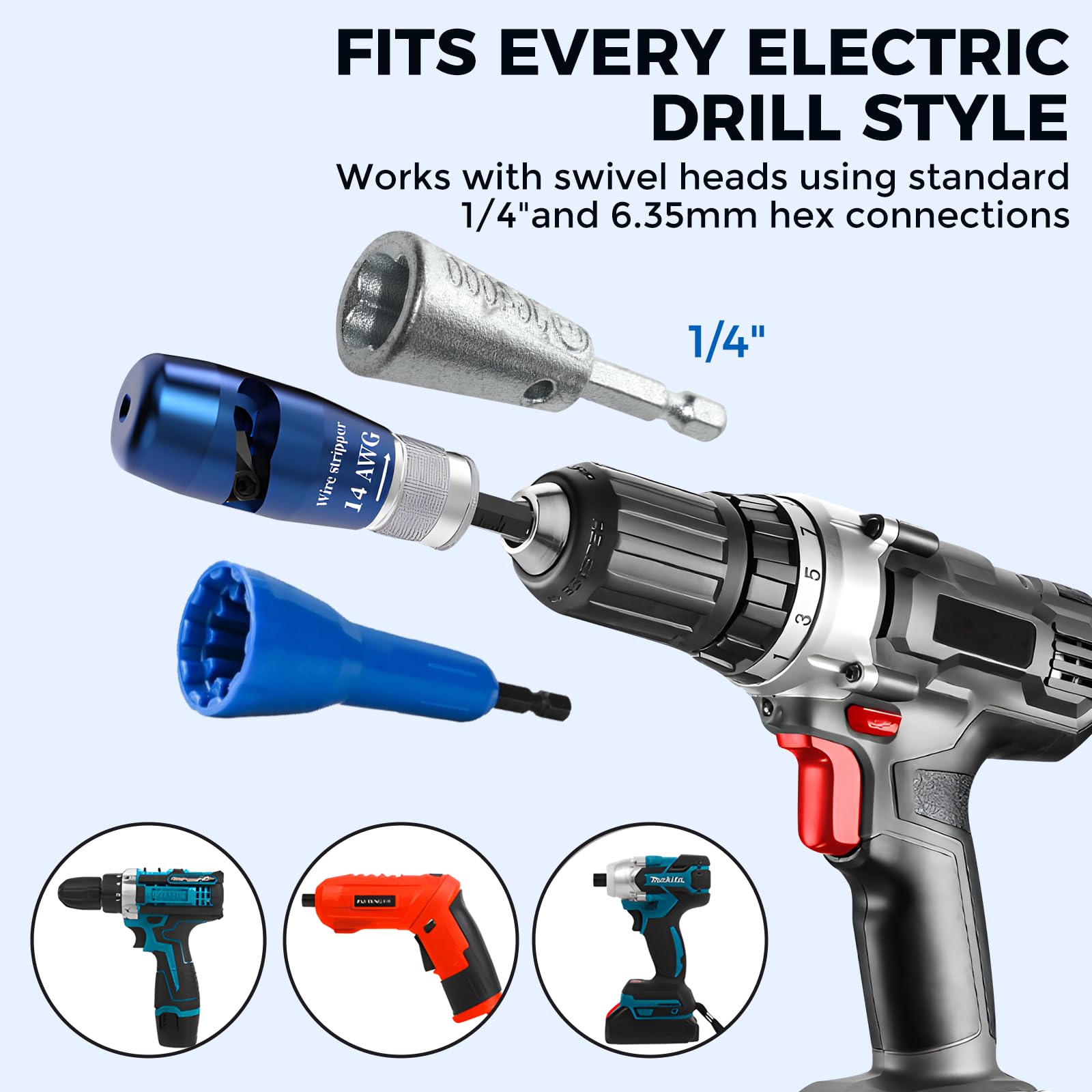 Herramientas Para Electricista Wire Stripping For Drill 14 12 10 8 AWG ...