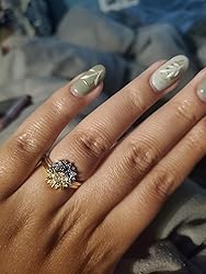 Amazon.com: UNE DOUCE Celestial Sun and Moon Ring Set, Sparkling Sun Ring/Blue Moon Ring with ...