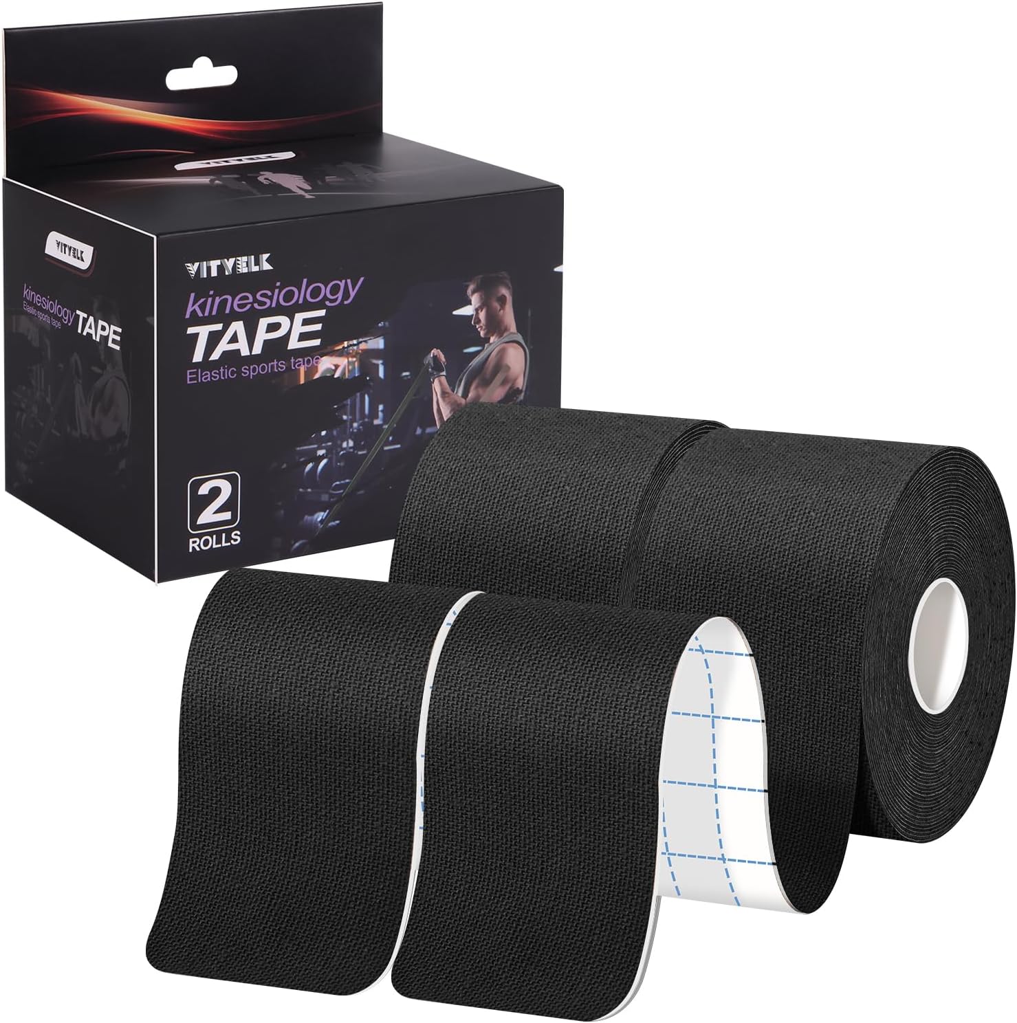 Amazon.com: VityElk Kinesiology Tape (2 Rolls)，Elastic Premium Uncut ...