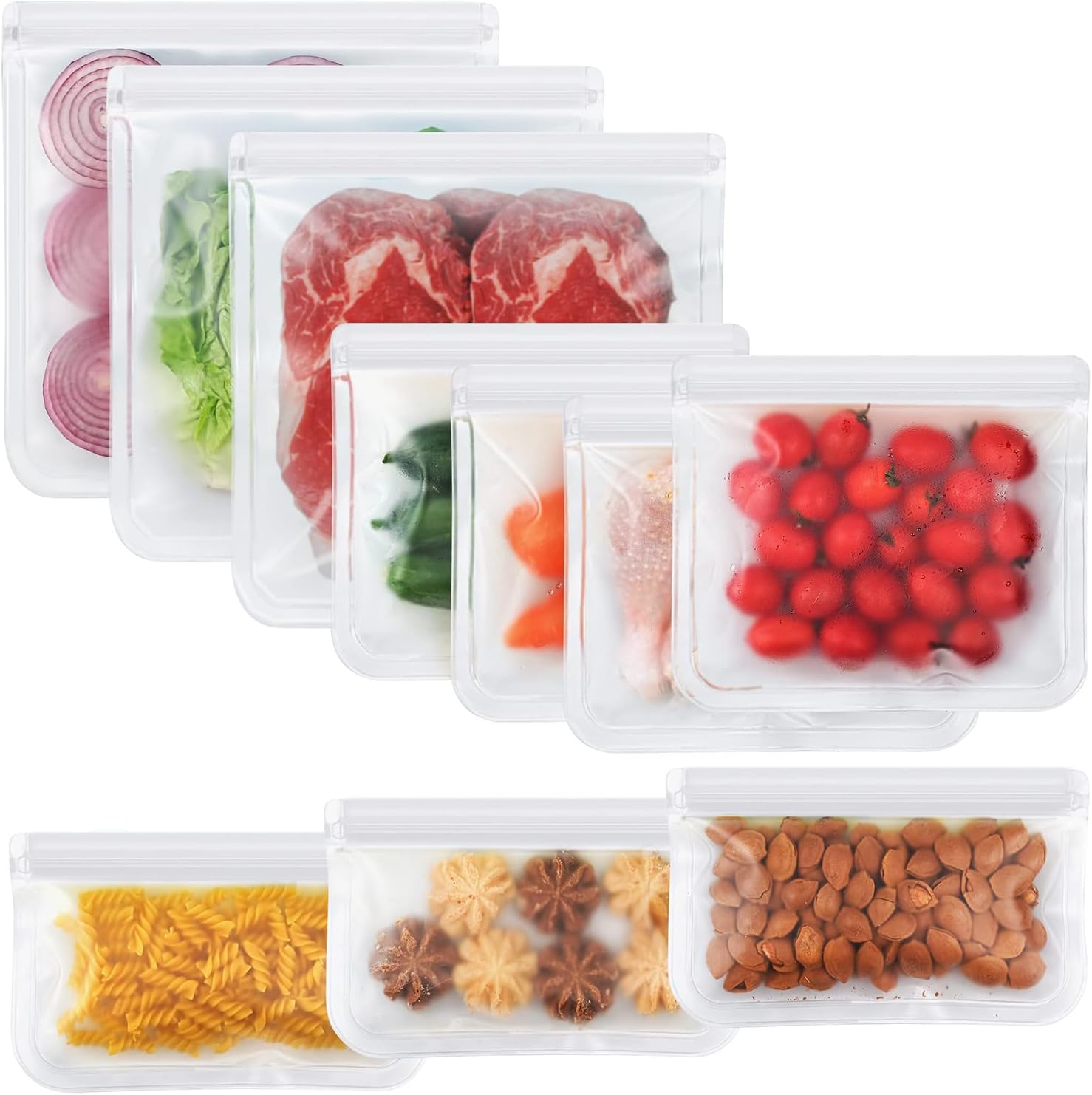 Ausein Bolsas Reutilizables para Alimentos, Paquete de 10 Bolsas de ...