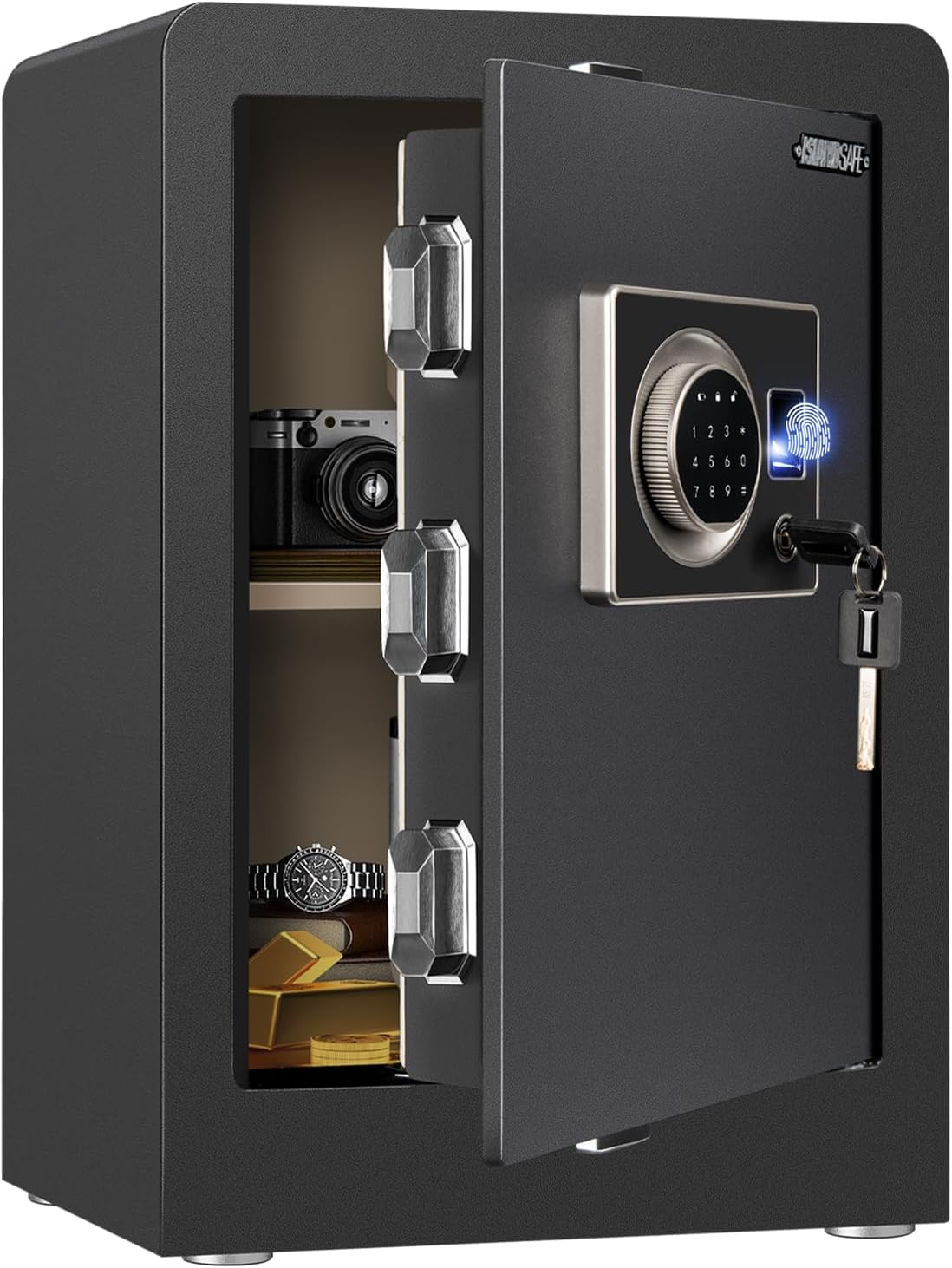 ISLANDSAFE Heavy Safe Box 45lbs with Upgraded Fingerprint and Touch ...