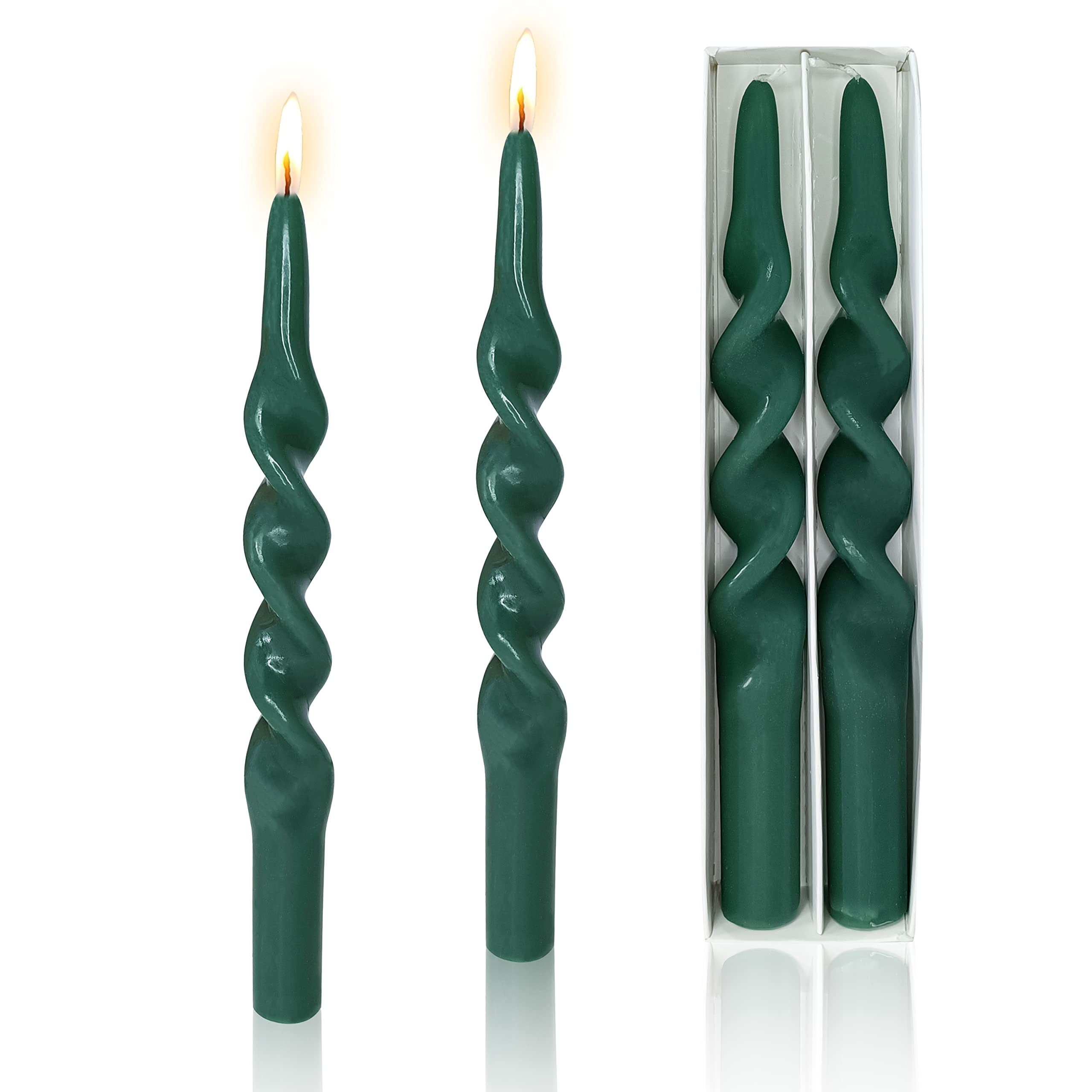 Amazon.com: Taper Candles Green Spiral Candlesticks 10 inch Unscented ...