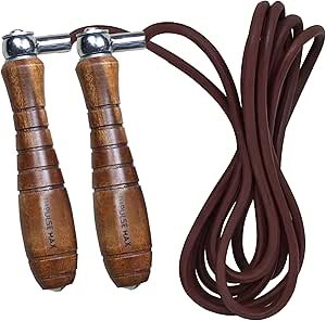 Amazon.com : Leather Jump Rope with Wooden Weighted Handles - Workout ...