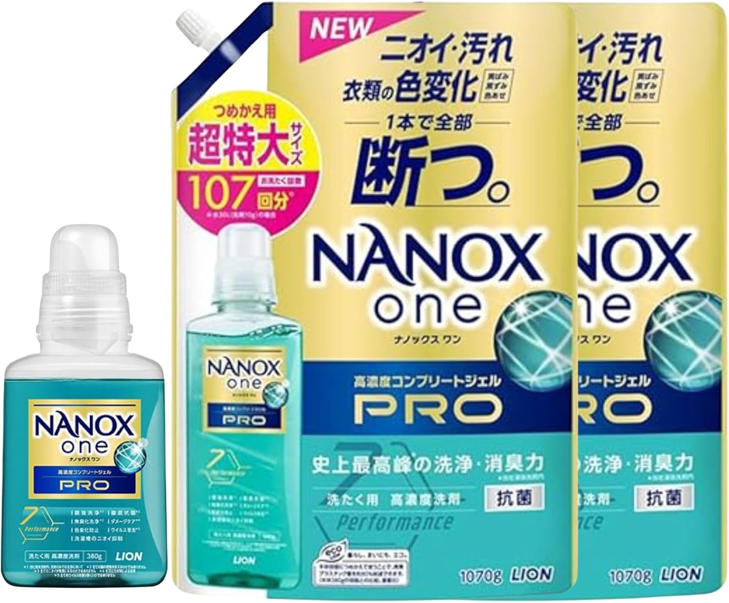 Amazon | 【セット販売】ナノックスワン (NANOX one) PRO 高濃度 コンプリートジェル ナノックス プロ 超特大 洗濯洗剤 液体 抗菌 本体 380 g + 詰め替え ...