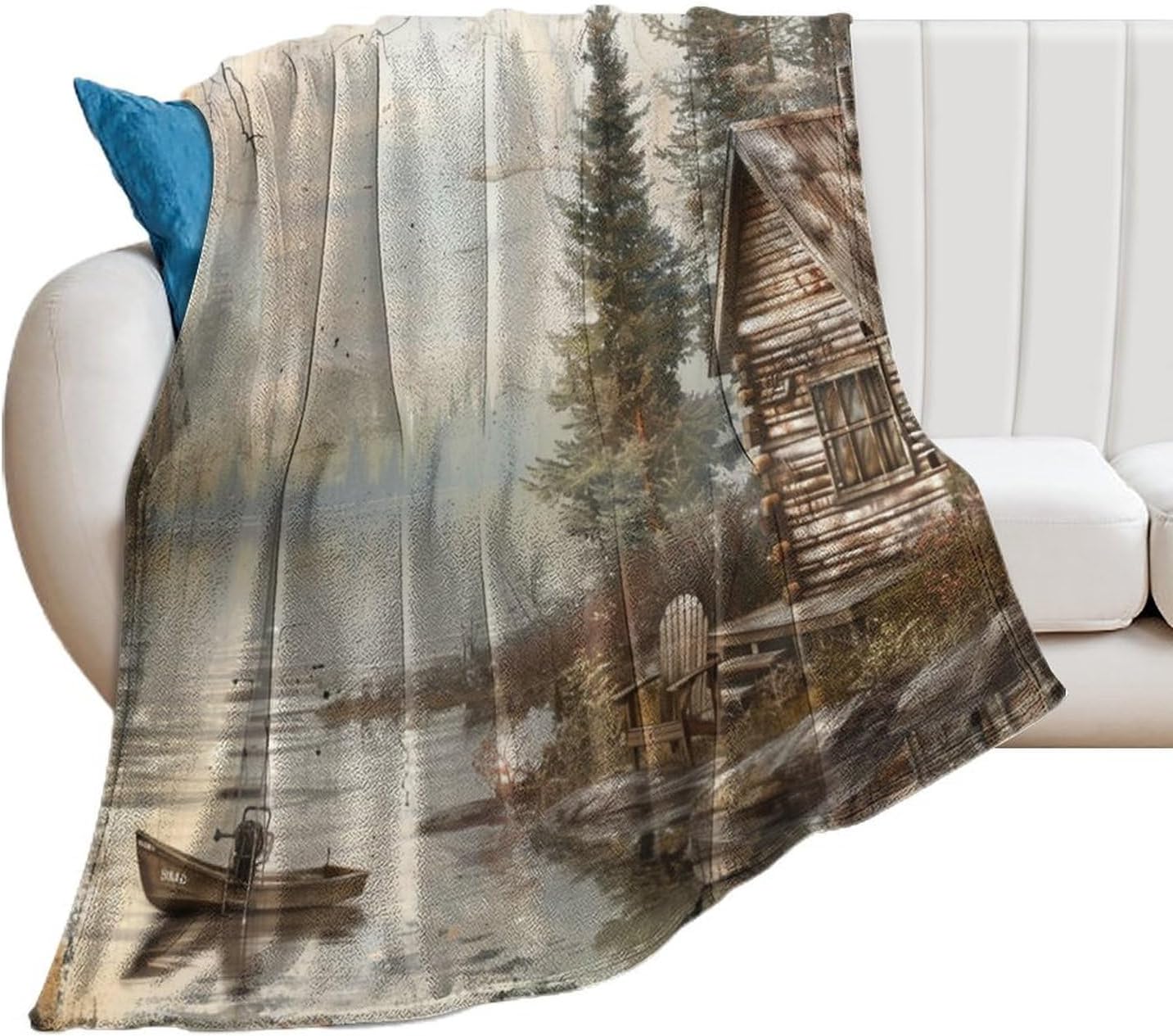 Amazon.com: Fishing Cabin Wood Background Throw Blanket for Bed Sofa ...