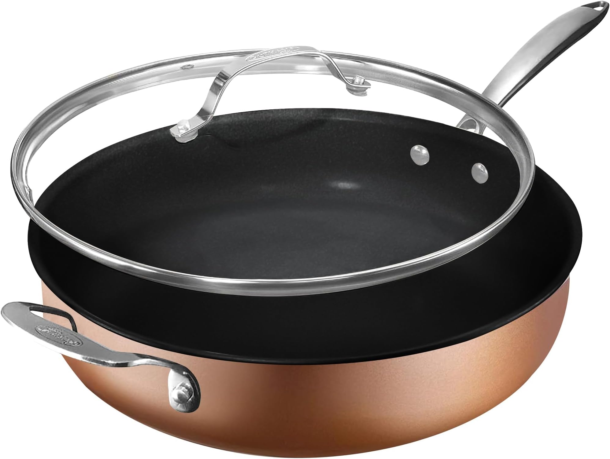 Amazon.com: YEKSUM Stainless Steel 6 Quarts Saute Pan with lids ...