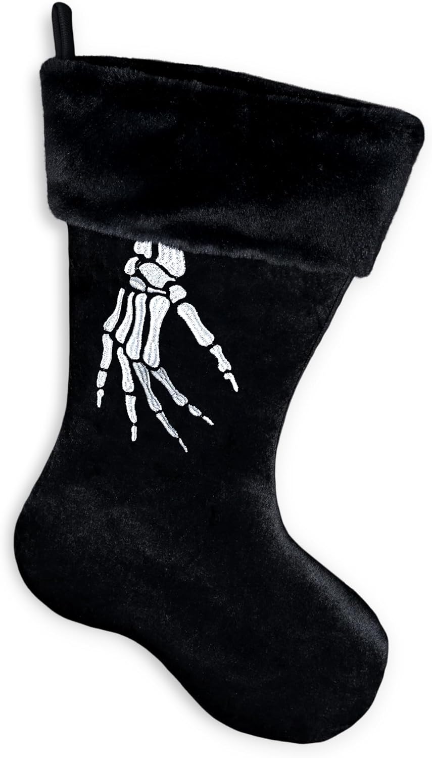 Amazon.com: Hexonomy Black Christmas Stocking - Velvet and Faux Fur ...