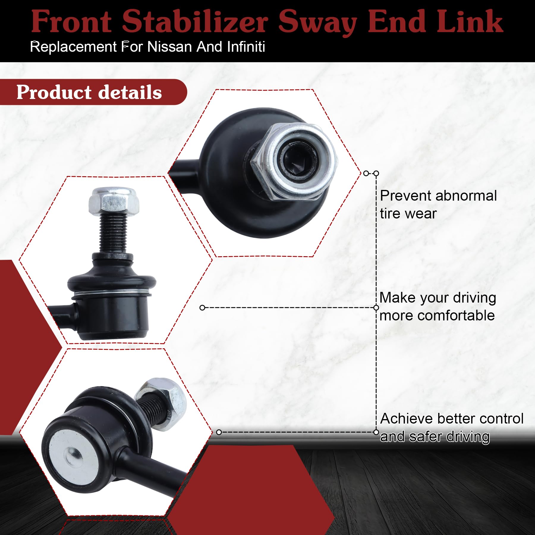 Snapklik.com : Stiueoav K750094 K750095 Sway Bar Link - Front ...
