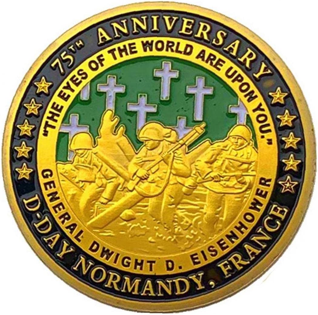 Luxylei D-day 75th Anniversary Coin Gold Plated Veteran Challenge Coin ...