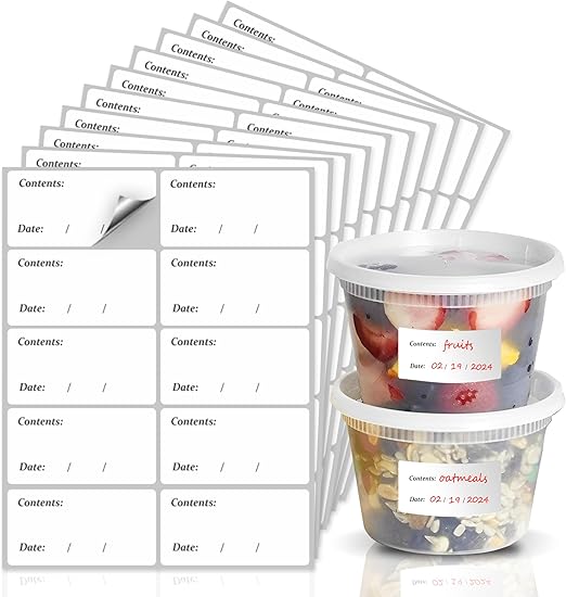 Freezer Labels Stickers - 300 White Sticky Labels (6x3 cm) - Oil ...