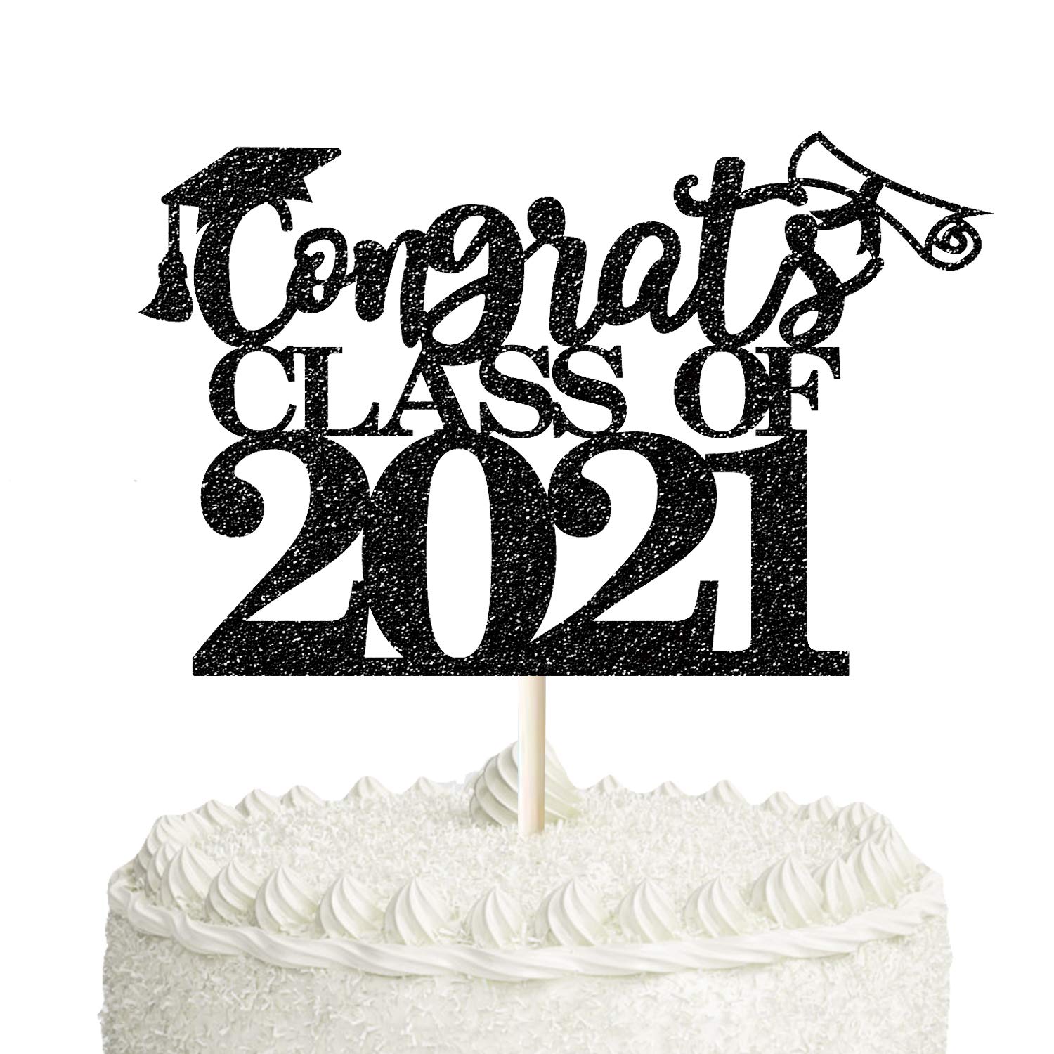 Buy Black Glitter 2021 Graduation Cake Topper,Class of 2021 Cake Topper ...