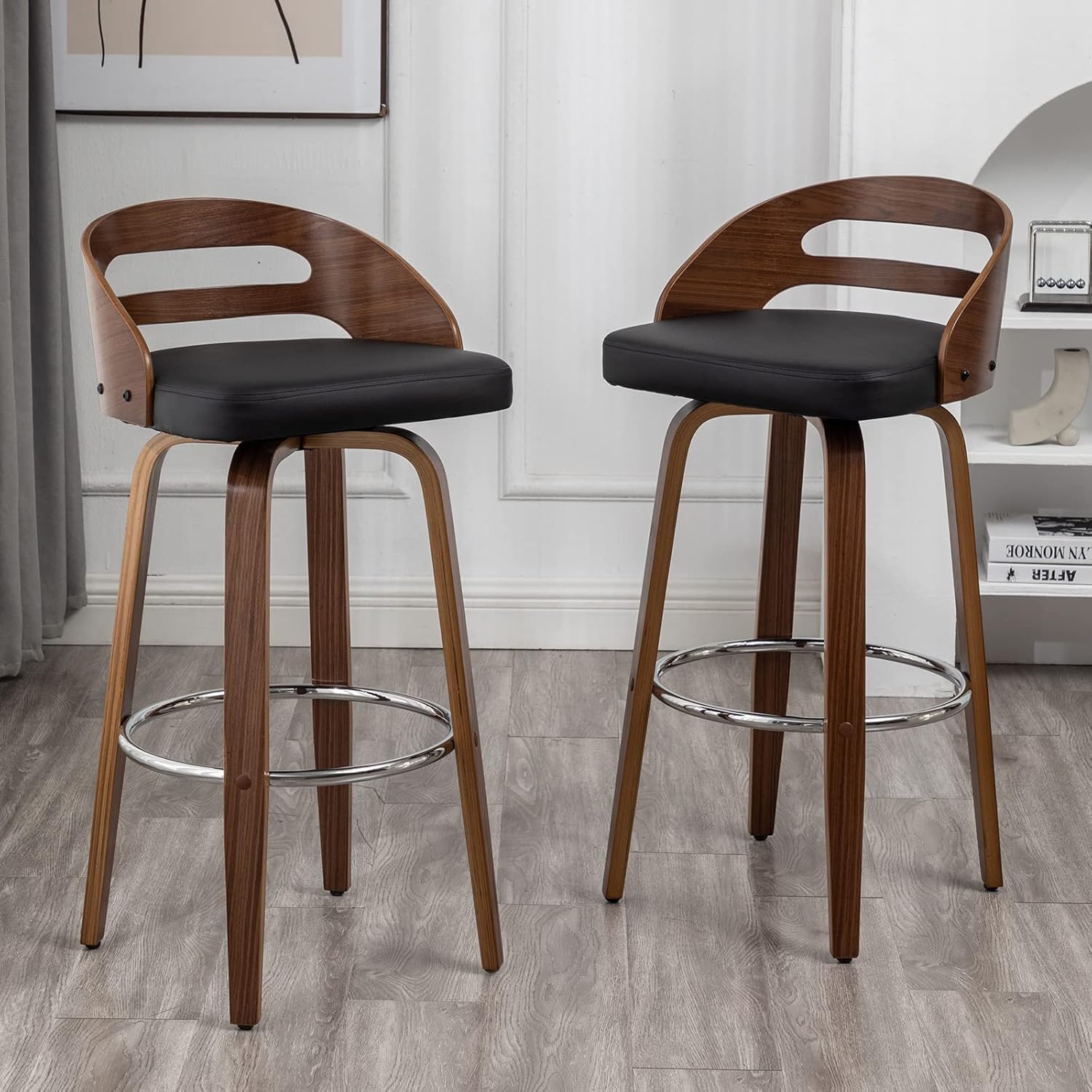 Amazon.com: Counter Stools Set of 2, Swivel Counter Height Stools with ...