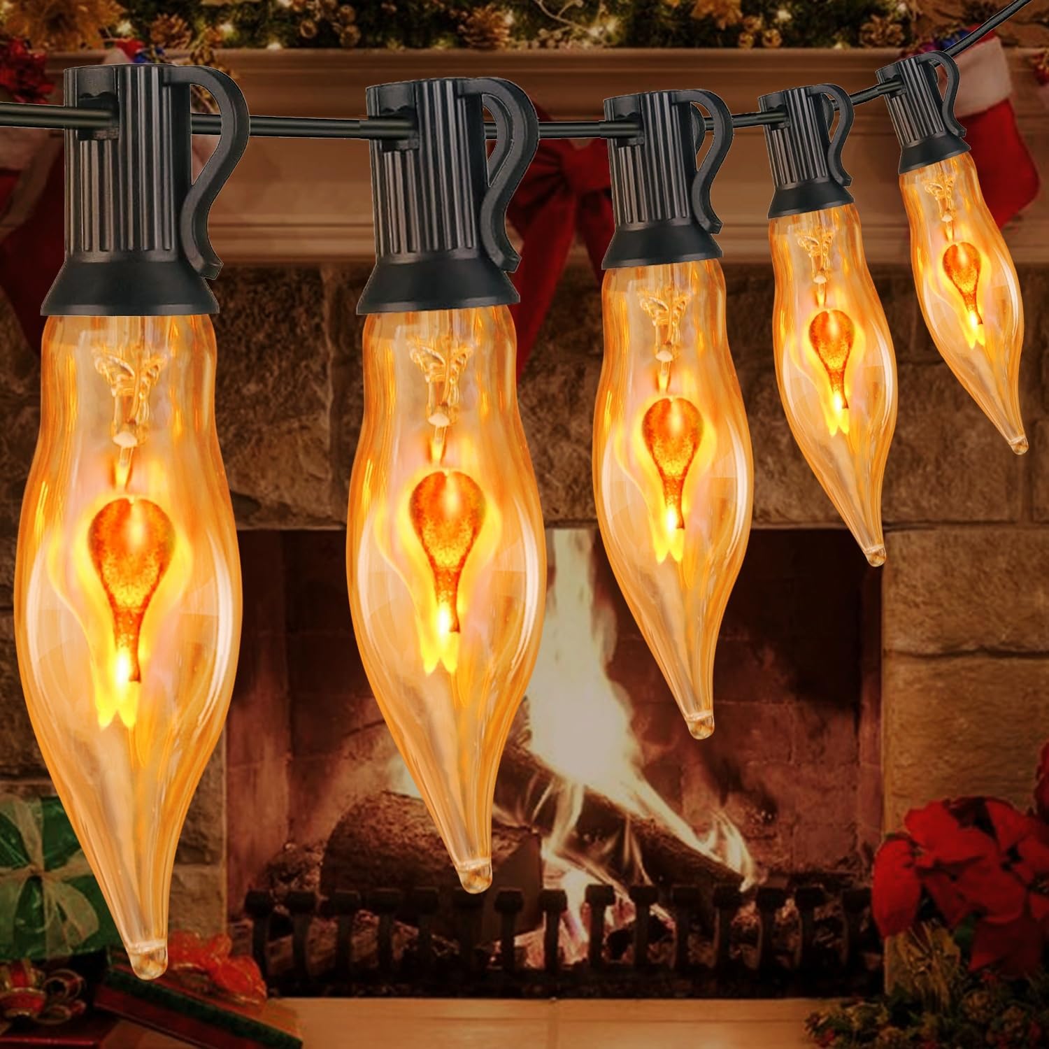 Amazon.com: Christmas Flickering Flame String Lights,10Ft C18 Flicker ...
