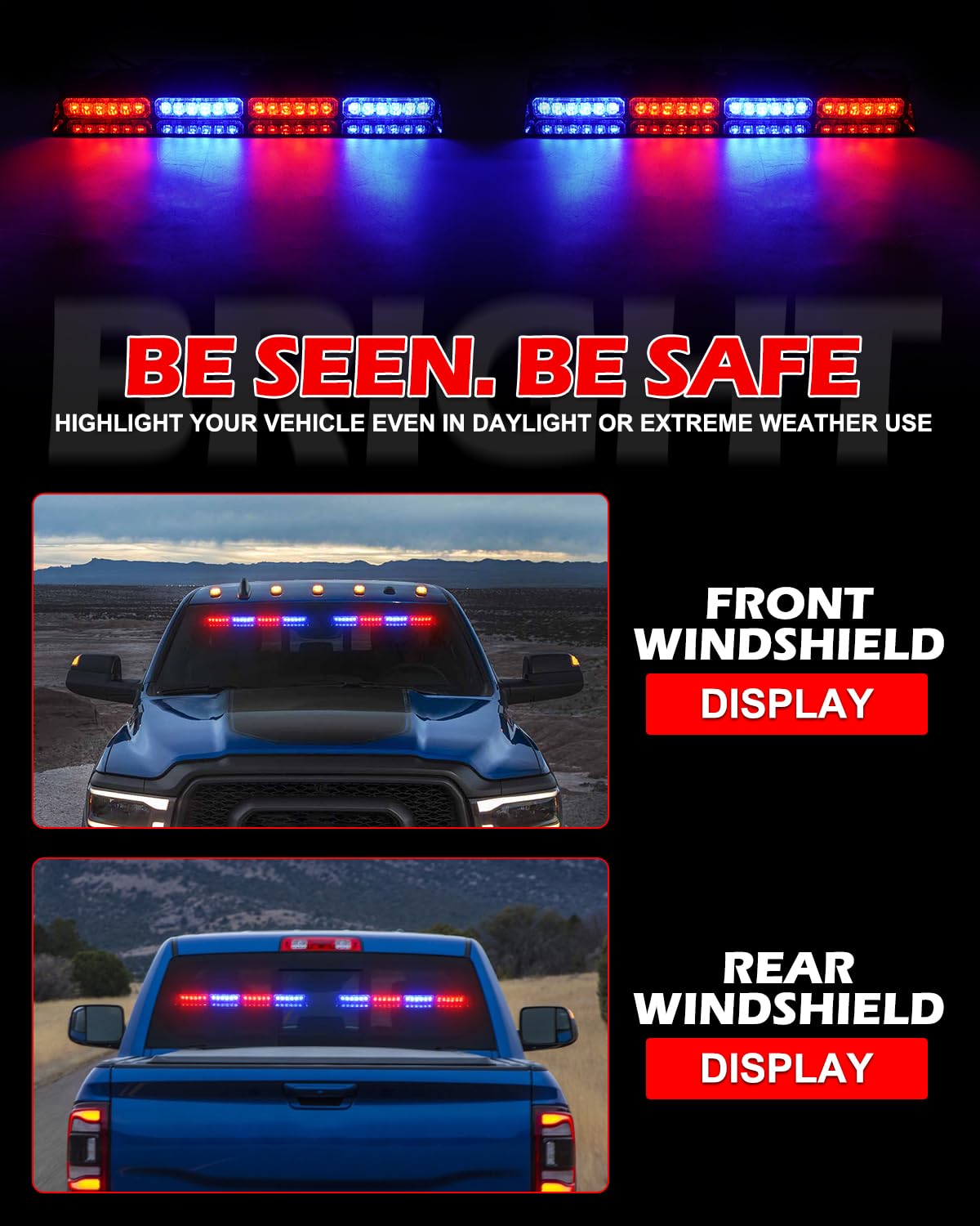 Snapklik.com : HLauto 604N Emergency Dash Strobe Lights: 2x16.8 Inch ...