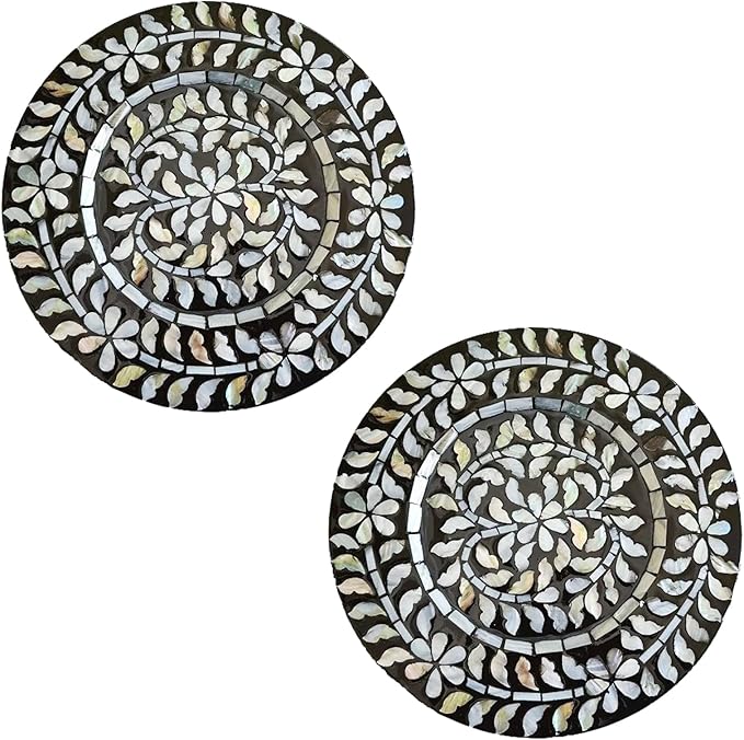 Amazon.com | i-lan 2Pack 13" Mother of Pearl Decorative Display Plates ...