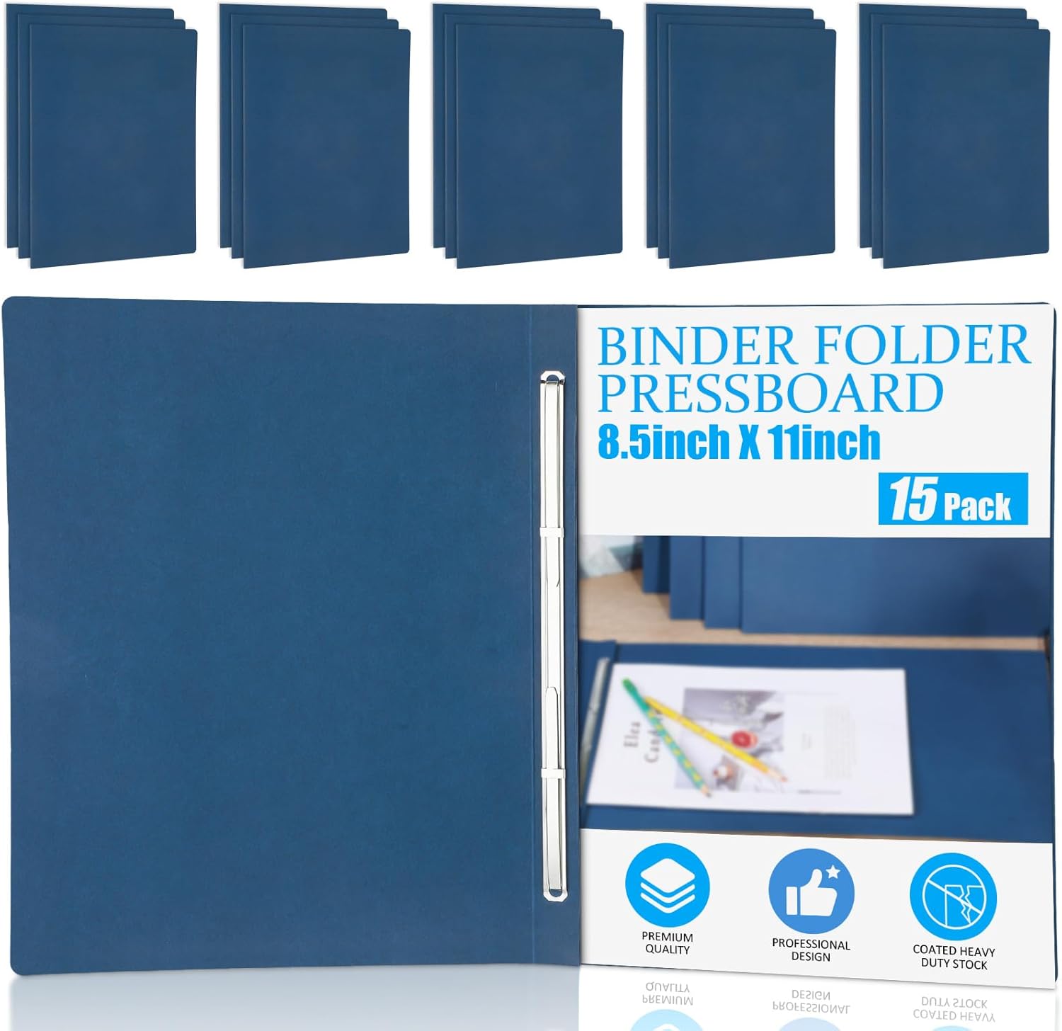 Zhanmai 15 Packs 8.5'' x 11'' Pressboard Report Covers, Metal Prong Fastener with Compressor ...