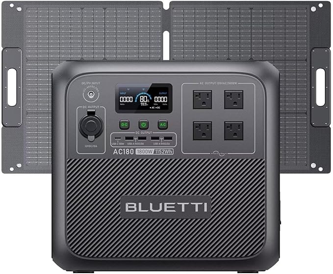 Amazon.com : BLUETTI Solar Generator AC180 with 100W Solar Panel (Ships ...