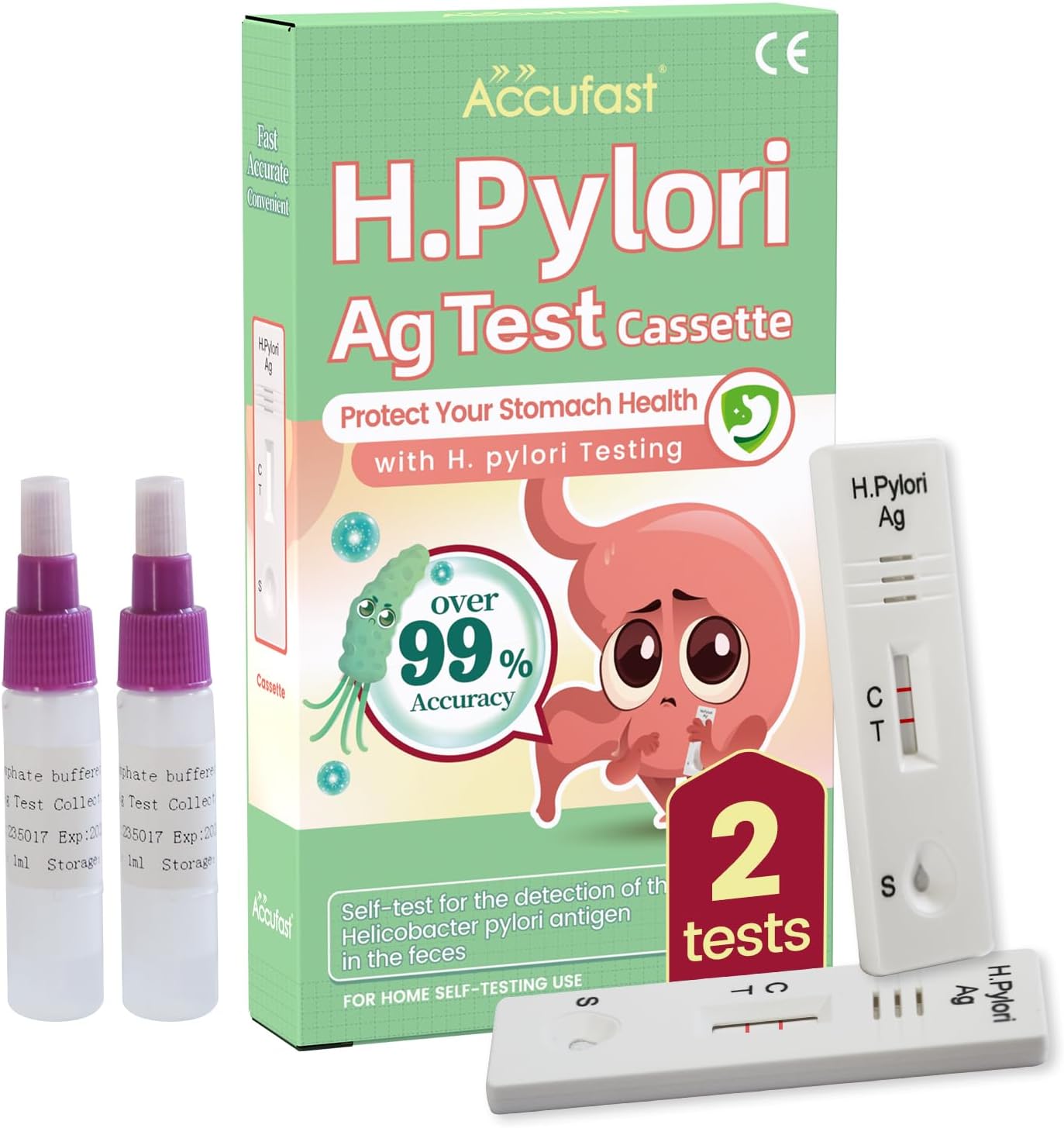 Accufast Helicobacter Pylori Test Kit x2- H.Pylori Ag Test Cassette ...