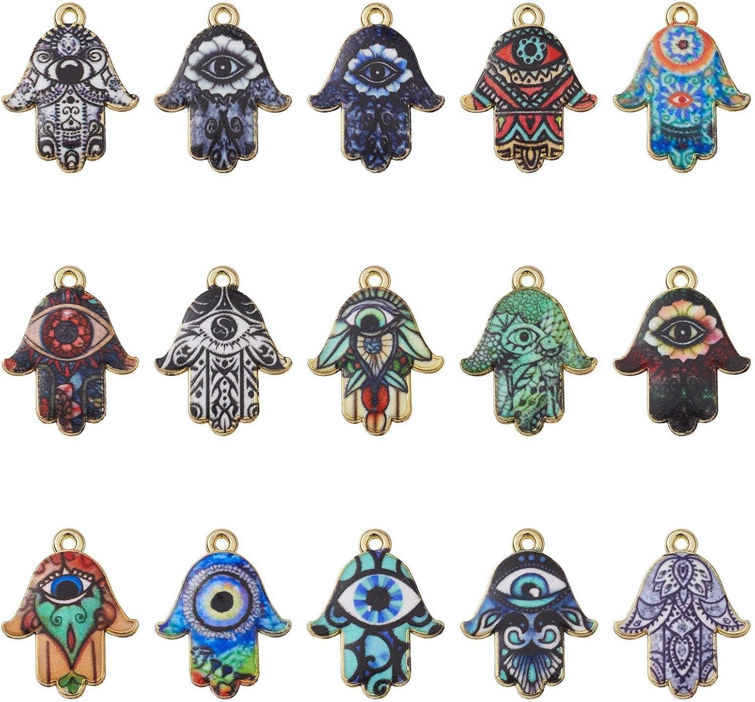 Amazon.com: KitBeads 15 Styles Jewish Hand Charms - Flower Printed Hand ...