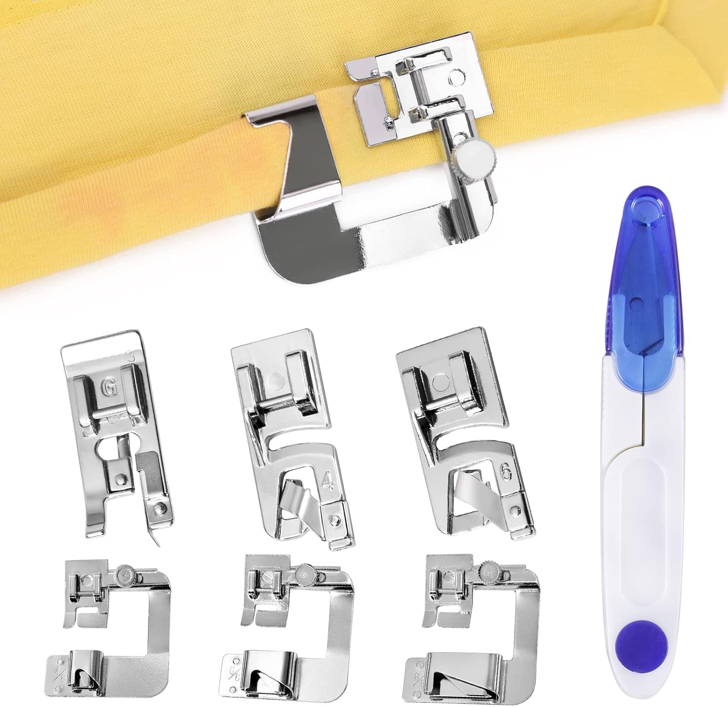 Amazon.com: 6 Pcs Sewing Machine Presser Foot Set Narrow Rolled Hemming ...