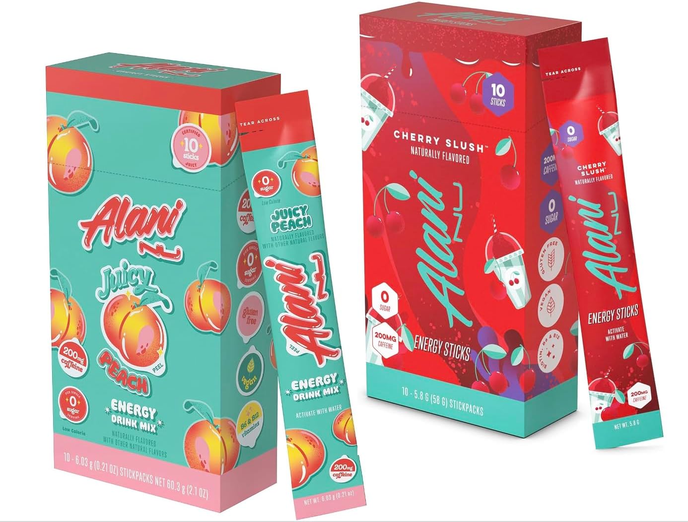 Amazon.com: Alani Nu Juicy Peach and Cherry Slush Energy Sticks Bundle ...