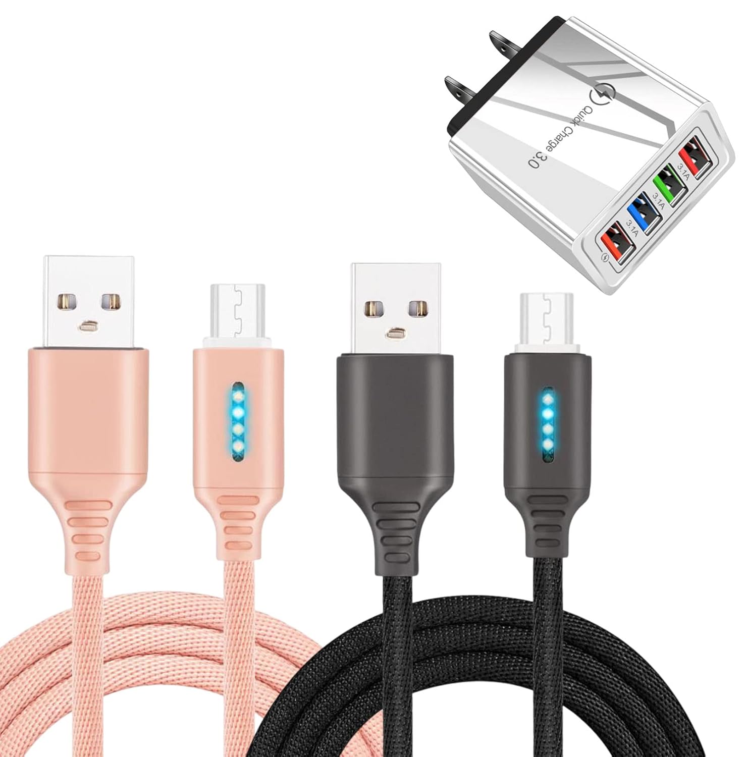 hunmui Auto Cut Off Fast Charging Nylon Cable for iPhone and Android ...