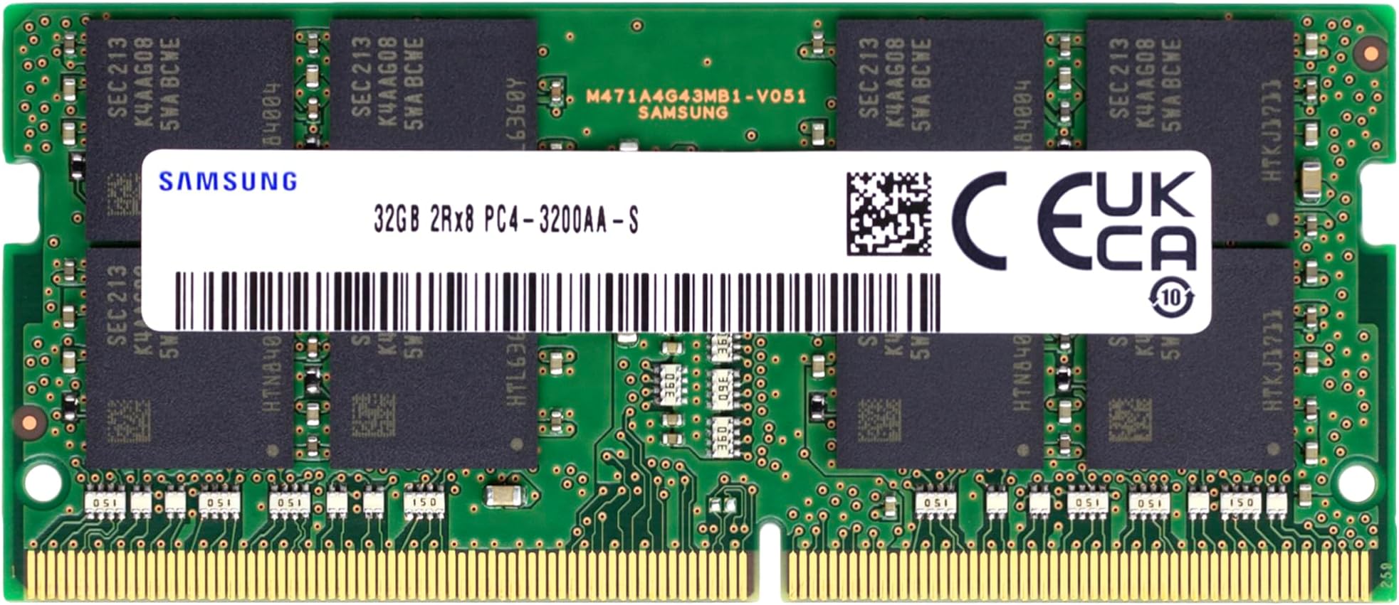 Samsung 32GB DDR4 3200MHz PC4-25600 (PC4-3200AA) CL22 SODIMM 2Rx8 Dual Rank 1.2V 260-Pin Laptop ...
