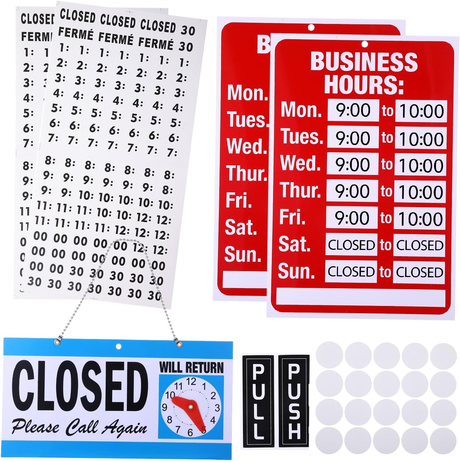 Amazon.com: Business Hours Sign for Glass Door,Open Closed Signs for ...