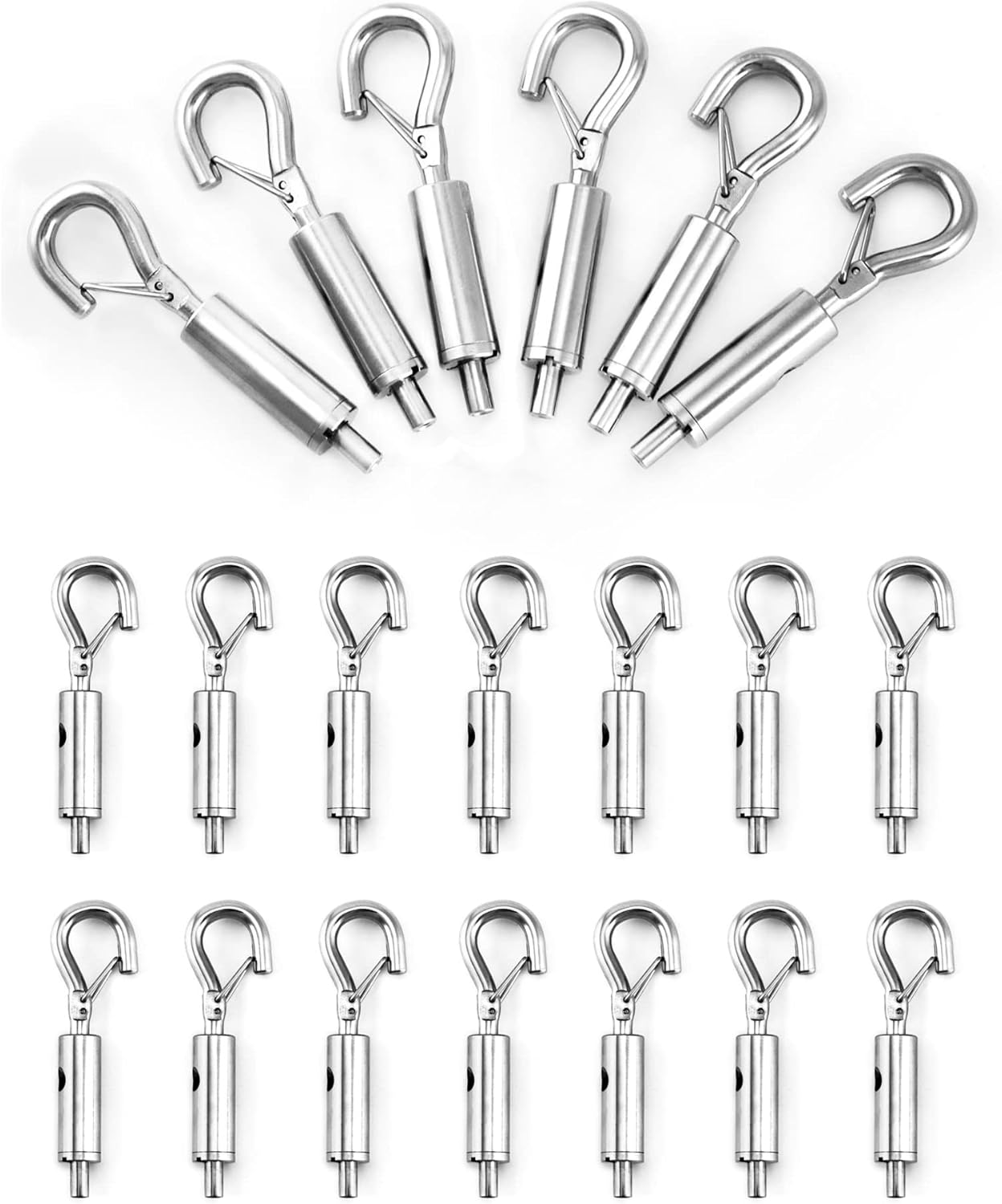 QWORK 20 Pack Steel Wire Rope Hanger, Portable Hook & Eye Turnbuckle ...