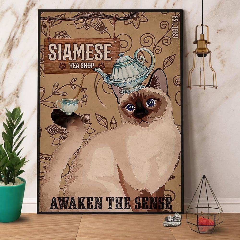 Amazon.com: QKIODS Metal Tin Signs Vintage Aluminum Siamese Cat Tea ...