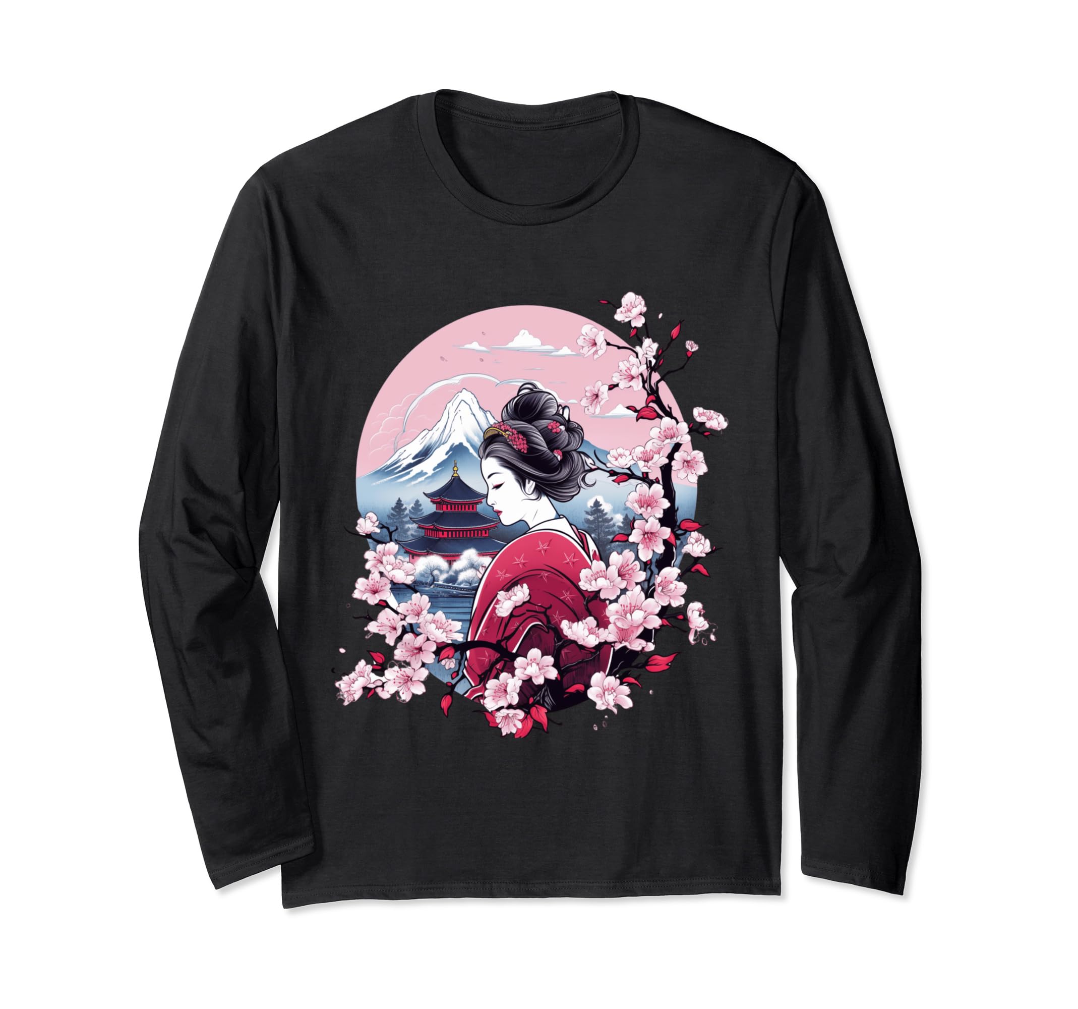 Amazon.com: Japanese Geisha With Mount Fuji And Pagoda Cherry Blossom ...