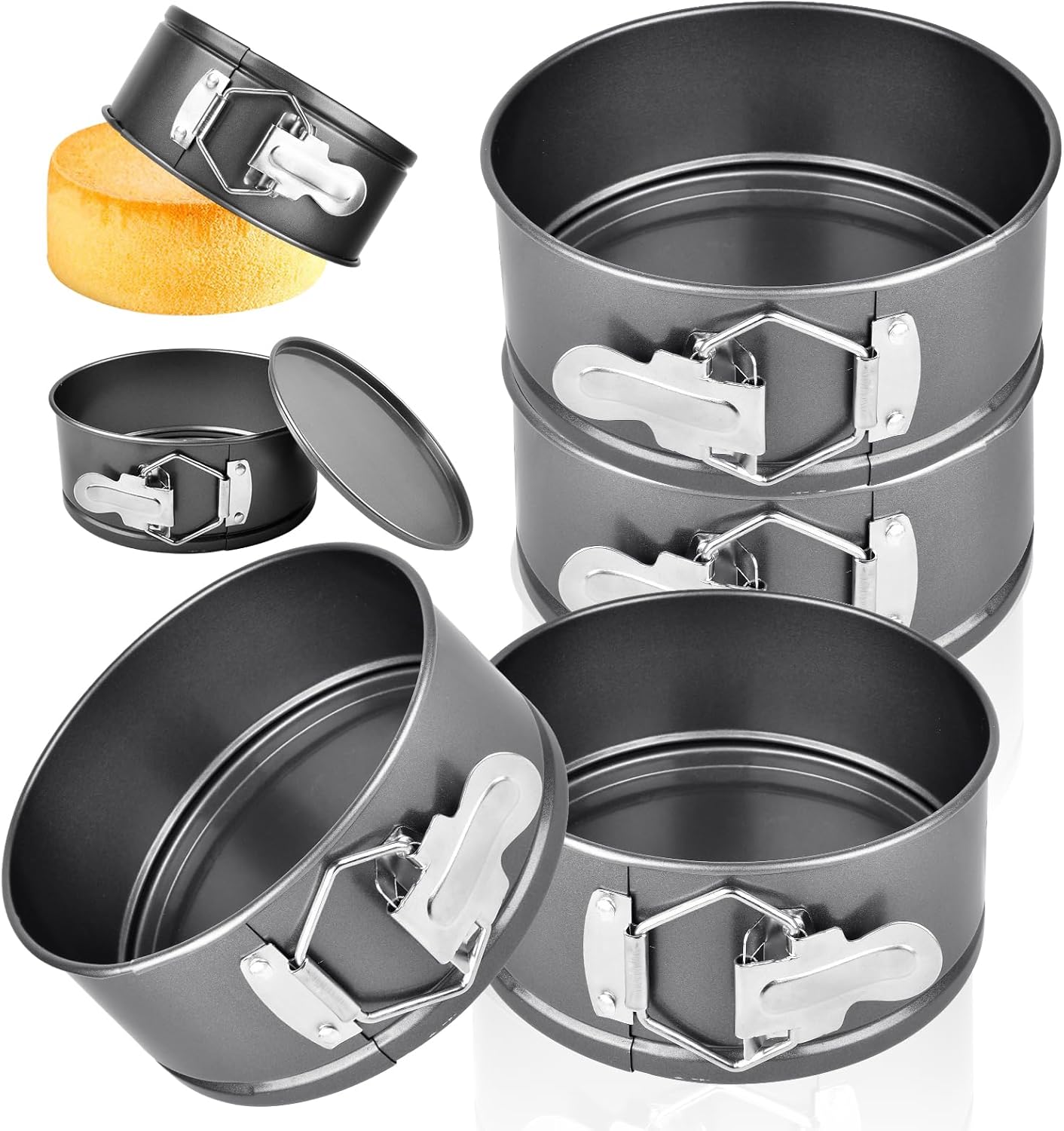 Amazon.com: Boocalny 4 Pcs 6 Inch Springform Pan, Non Stick Round Cake ...