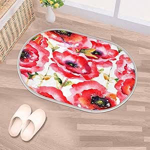 Amazon.com: Oil Painting FlowerSmall Indoor Door Mat Rugs Red Poppy ...
