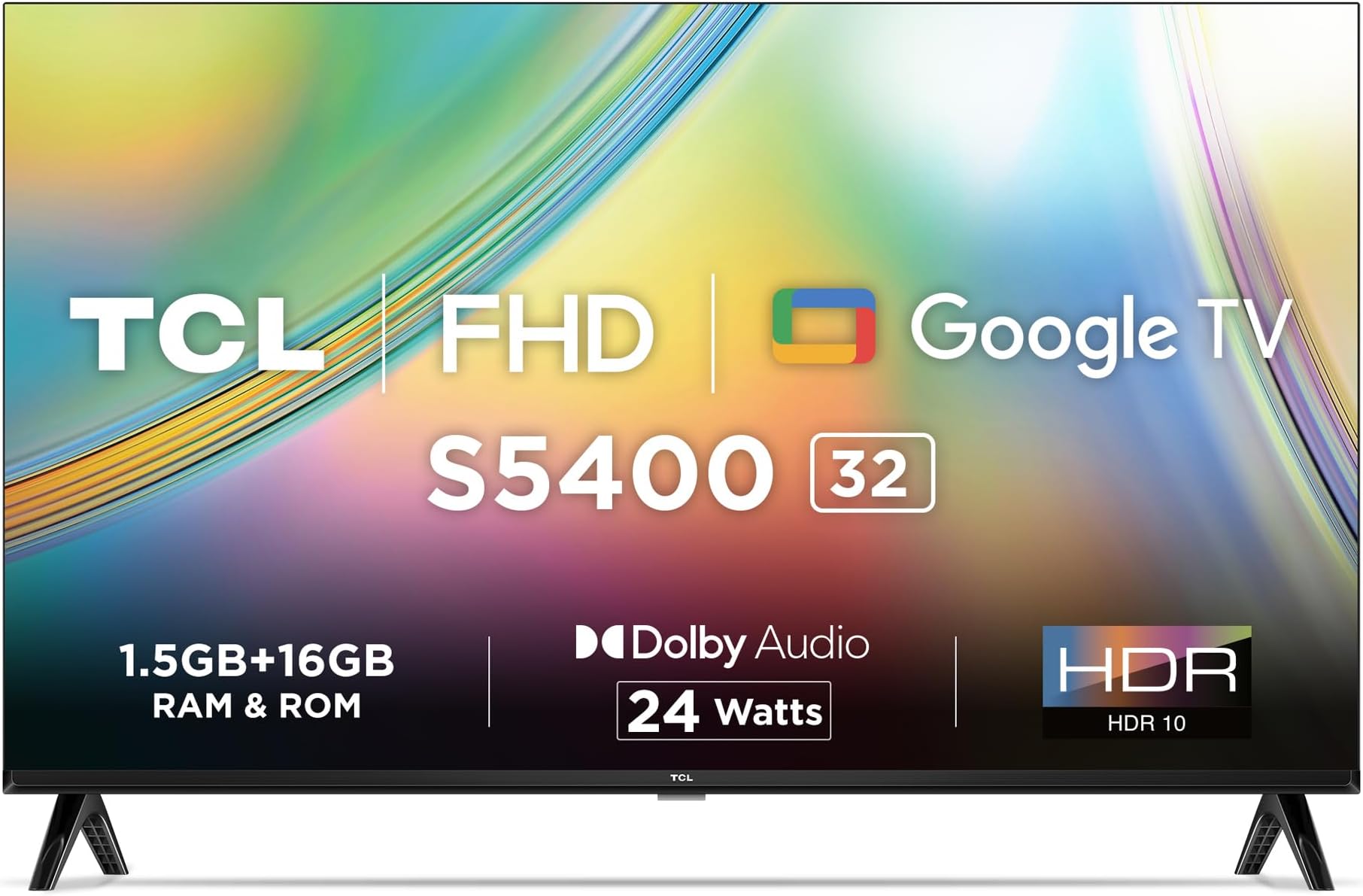 TCL 80.04 cm (32 inches) Bezel-Less S Series Full HD Smart LED Google TV 32S5400 (Black ...