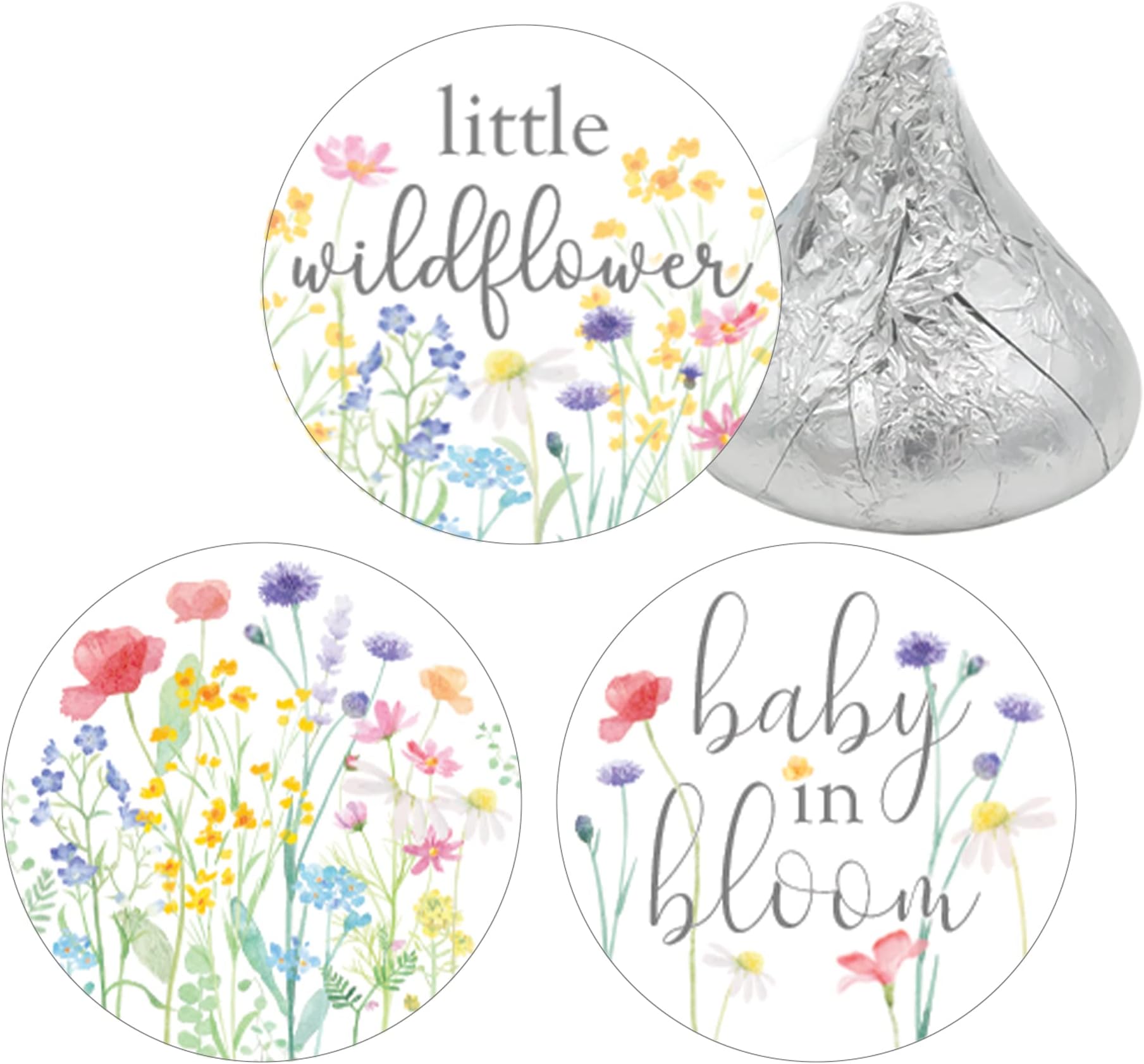 Amazon.com: Little Wildflower Baby Shower Kisses Candy Stickers - She's ...