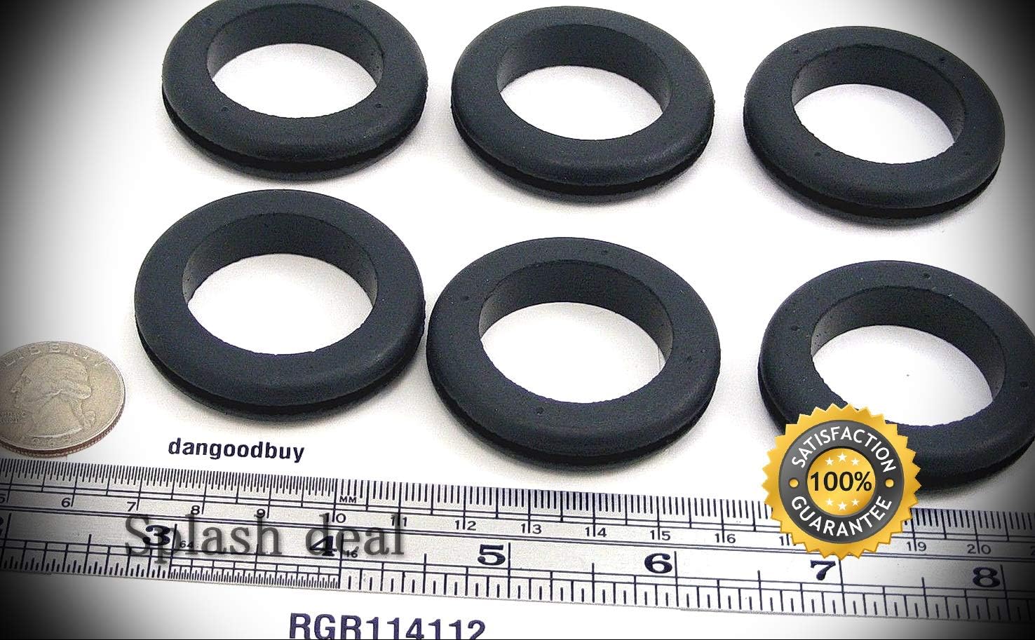 6 Very Large Rubber Grommets 1 1/4" Inner Diameter - Fits 1 1/2" Panel ...